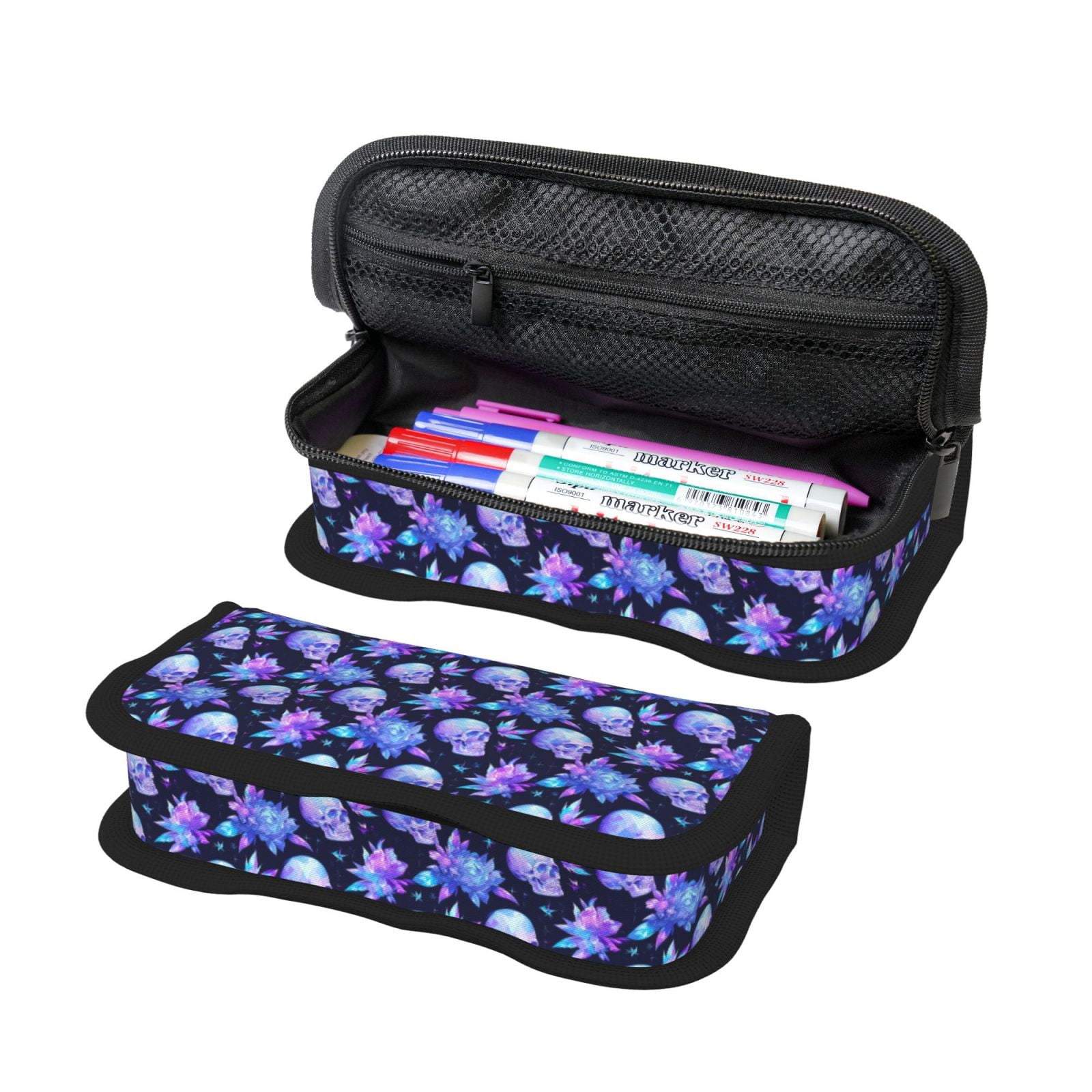 Fotbe flower starry sky Skull Pattern Pencil Case,Canvas Pen Case ...