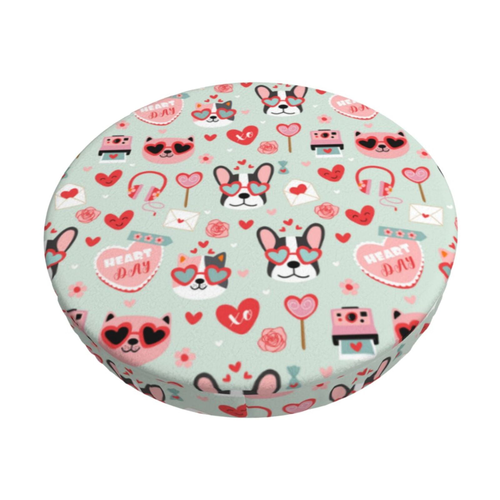 Fotbe funny dogs and love Pattern Stool Covers Round,Waterproof Round ...