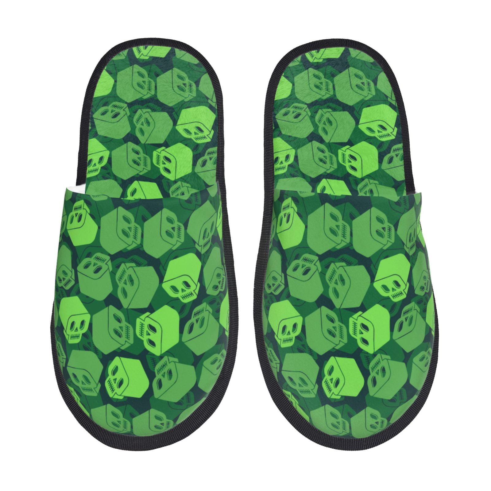 Fotbe green Skull Pattern Women's Fuzzy Slippers Plush Slippers Fluffy ...