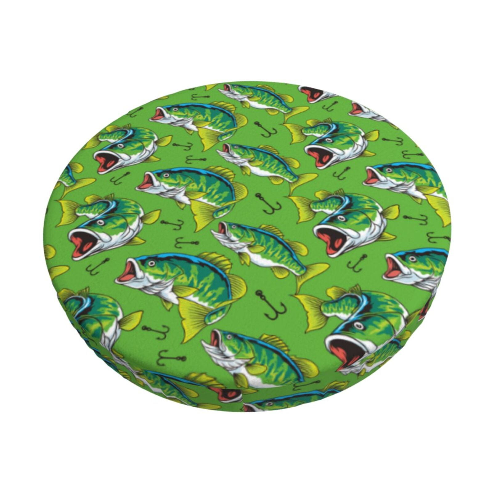 Fotbe large mouth green color bass fish Pattern Stool Covers Round ...