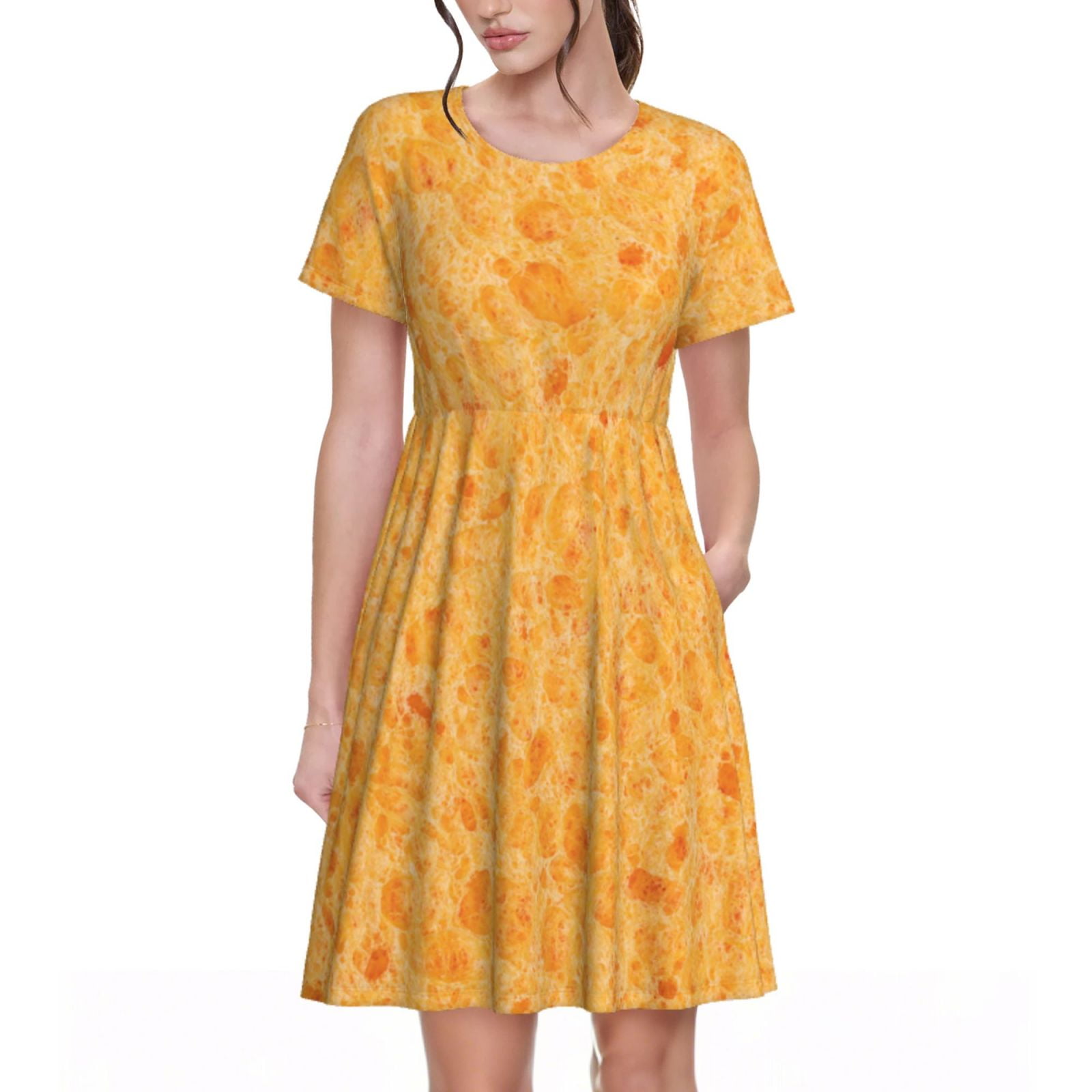 Fotbe nachos cracker Pattern Dress Casual Womens Fashion Short Sleeve ...