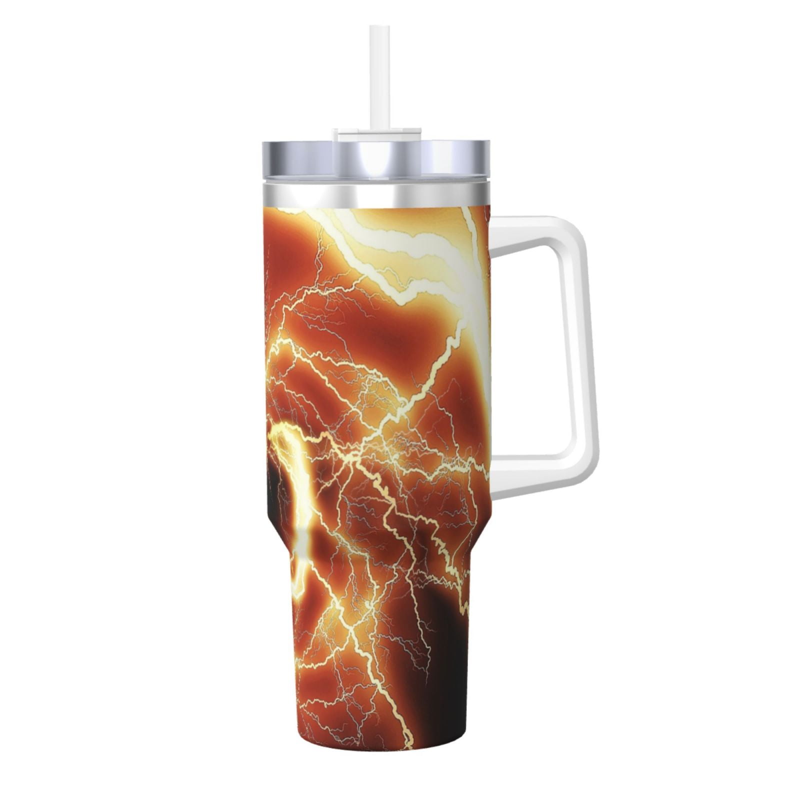 Fotbe orange lightning Pattern 40oz Ice Bully With Handle And Straw ...