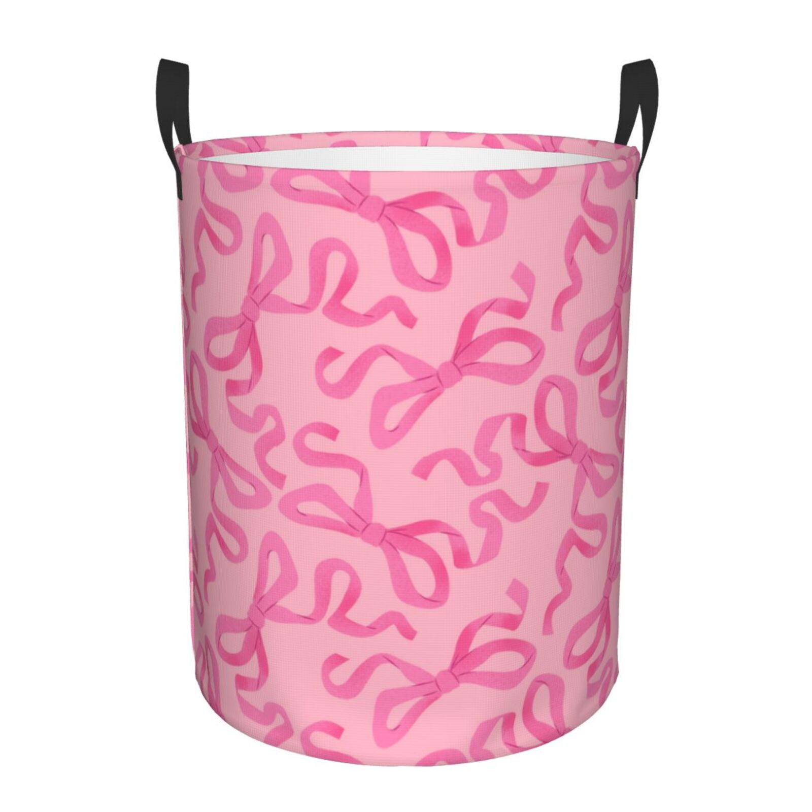 Fotbe pink bow Pattern Laundry Basket with Handles, Waterproof Large ...