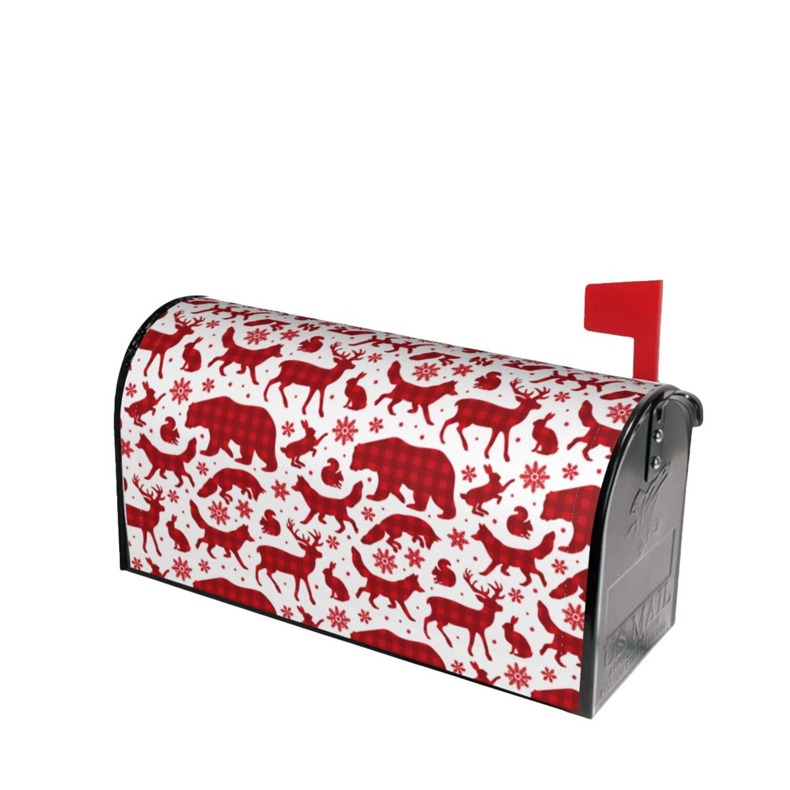 Fotbe red plaid Moose Bunny bear Mailbox Covers Post Letter Box Cover ...