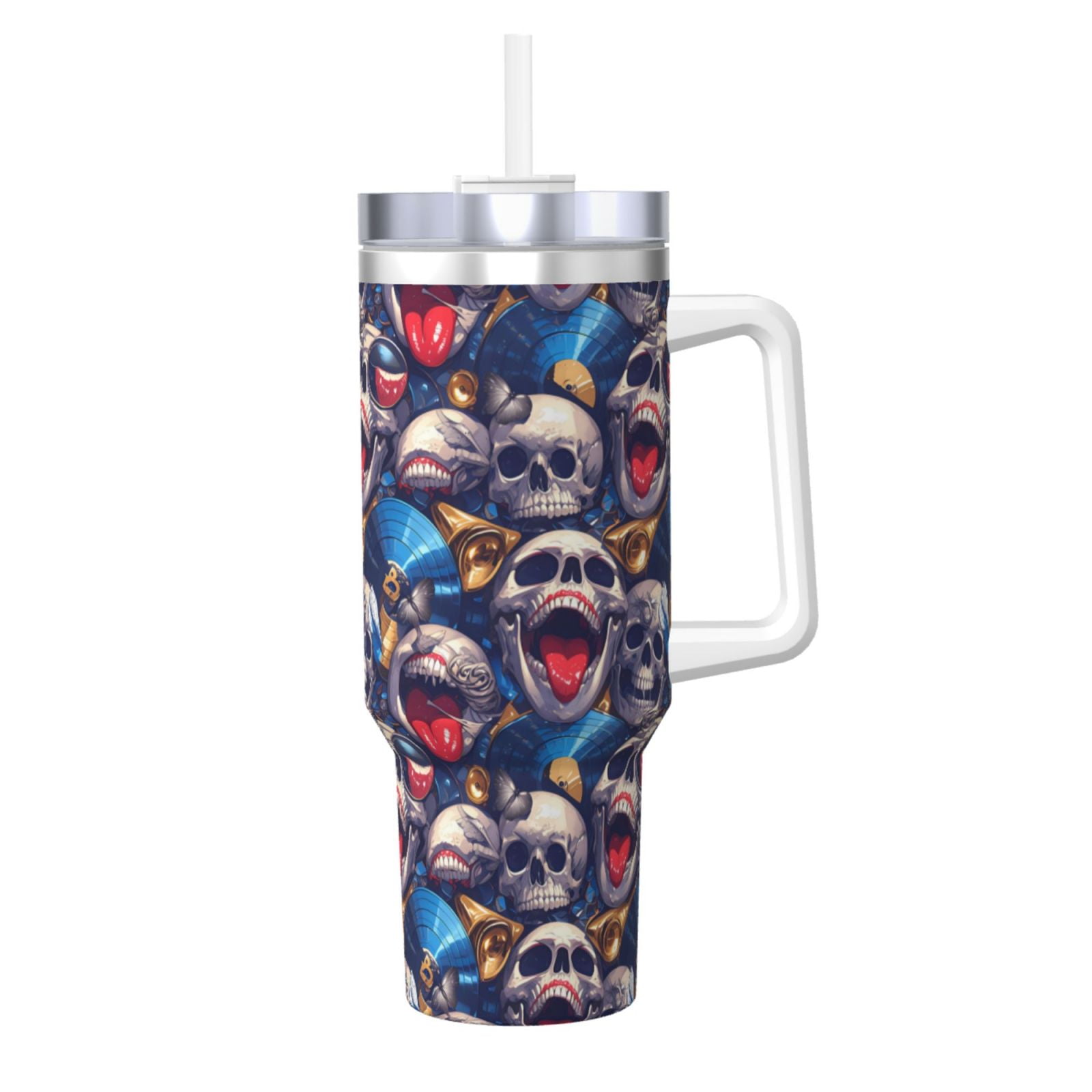 Fotbe rock Skull blue record Pattern 40oz Ice Bully With Handle And ...