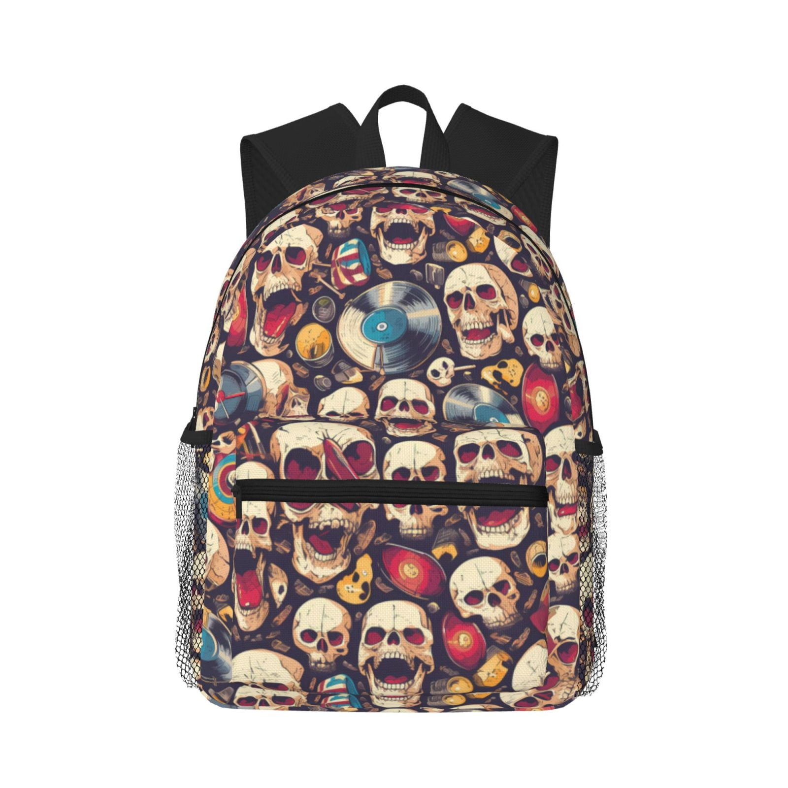 Fotbe rock record music Skull Lightweight Casual Laptop Backpack for ...