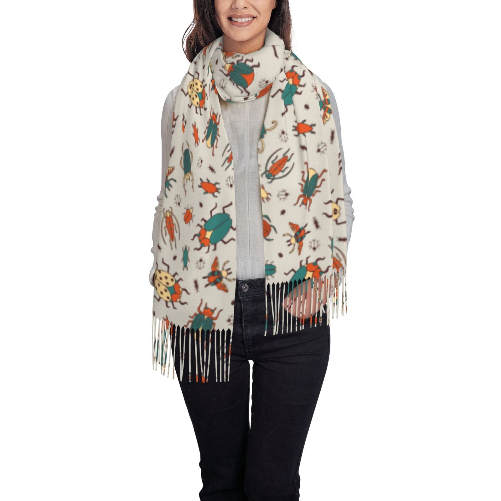 Fotbe summer insects Print Womens Fall Winter Scarf Tassel Soft Warm ...