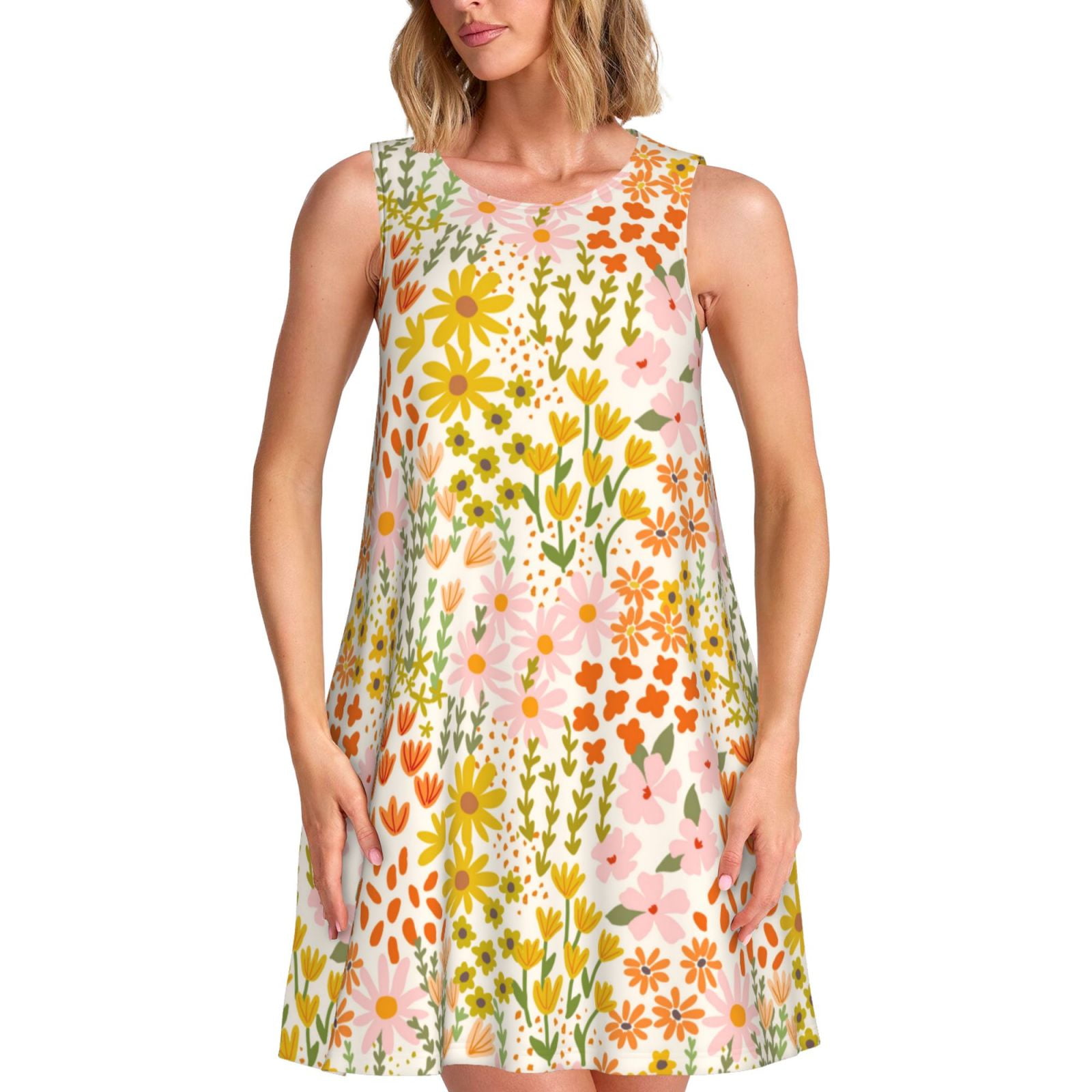 Fotbe wild meadow flowers Pattern Women’s Summer Tank Midi Dress ...