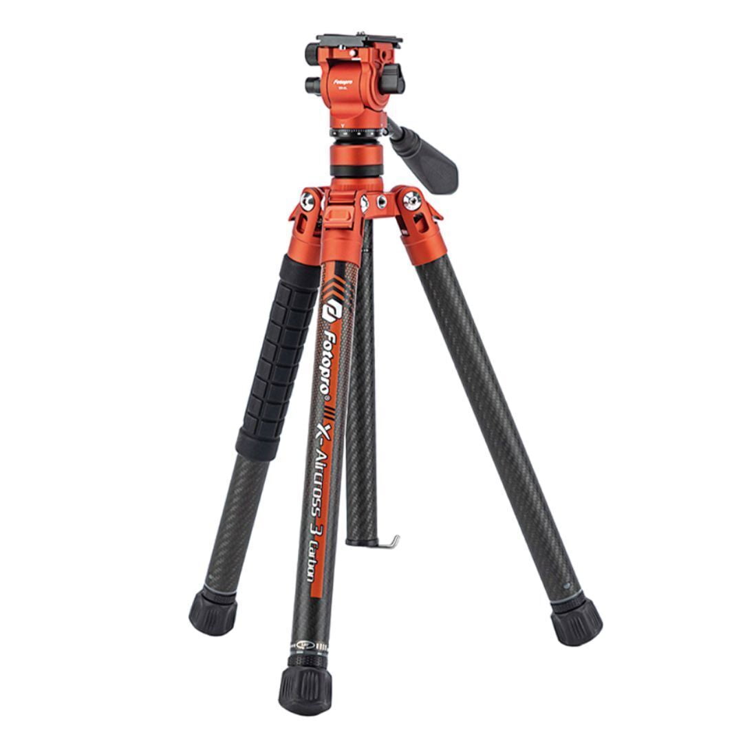 Fotopro X-Aircross 3 Video Tripod with Lightweight 3K Carbon Fiber Legs, Fast Locking System ...