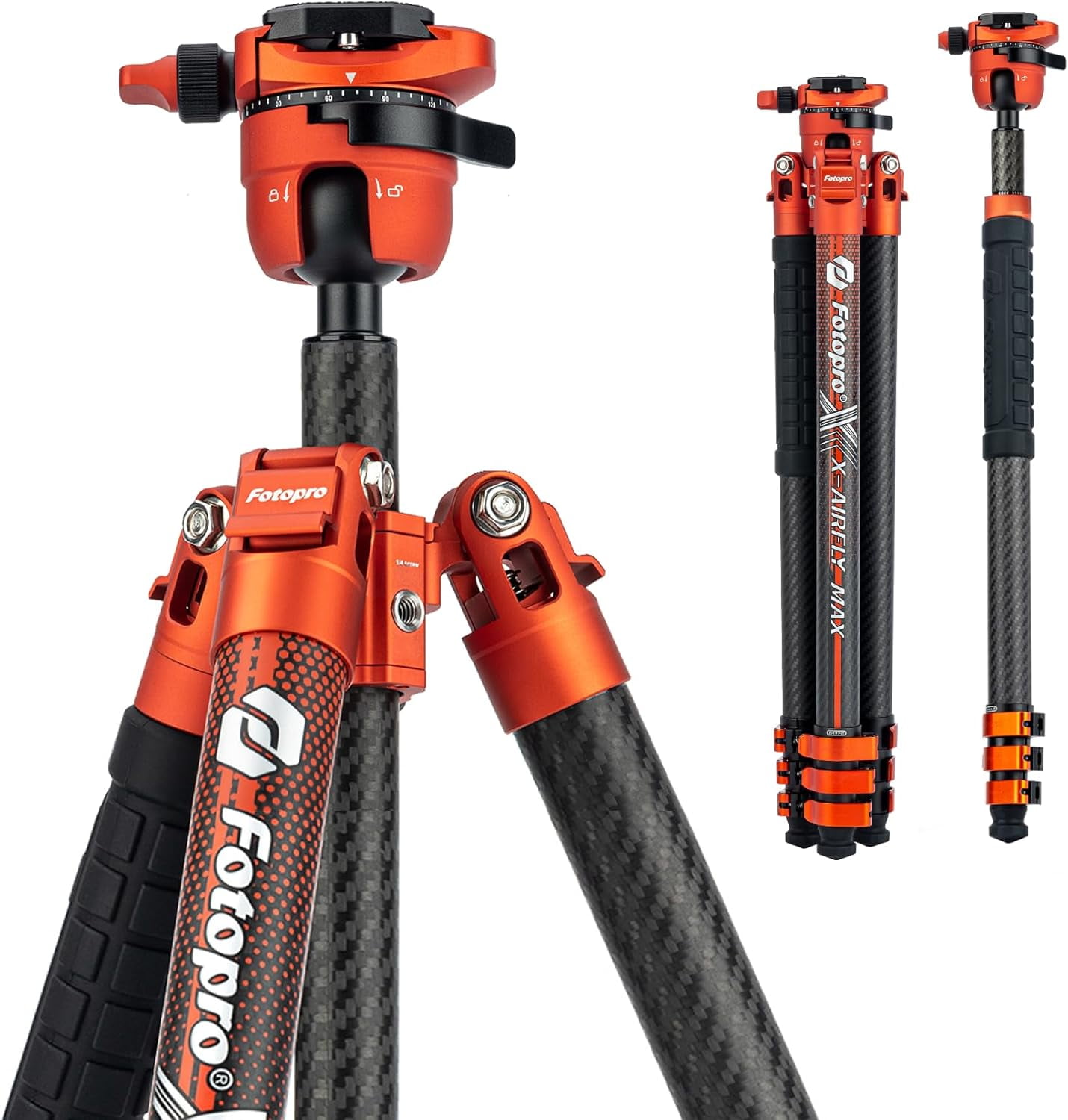 Fotopro X-Airfly Max 65.4" Carbon Fiber Ball Head Tripod, Detachable ...