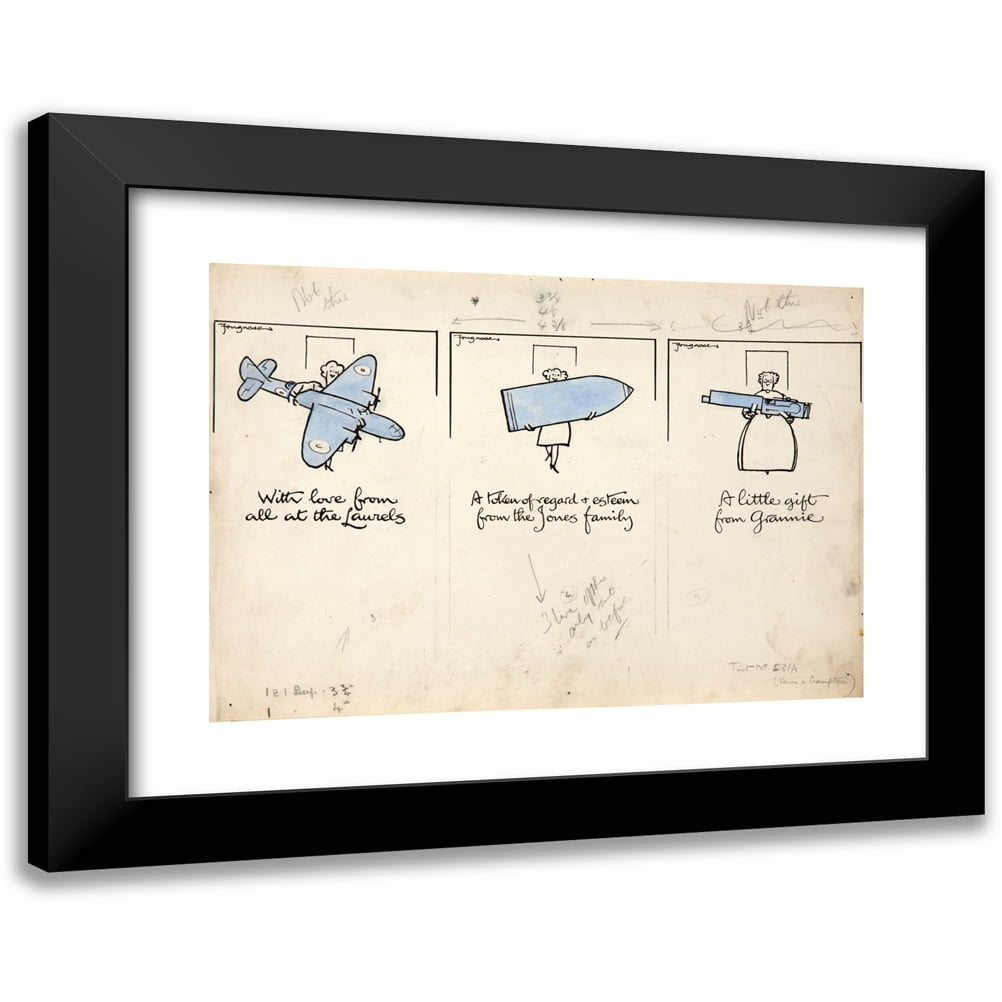 Fougasse 24x18 Black Modern Framed Museum Art Print Titled - Three ...