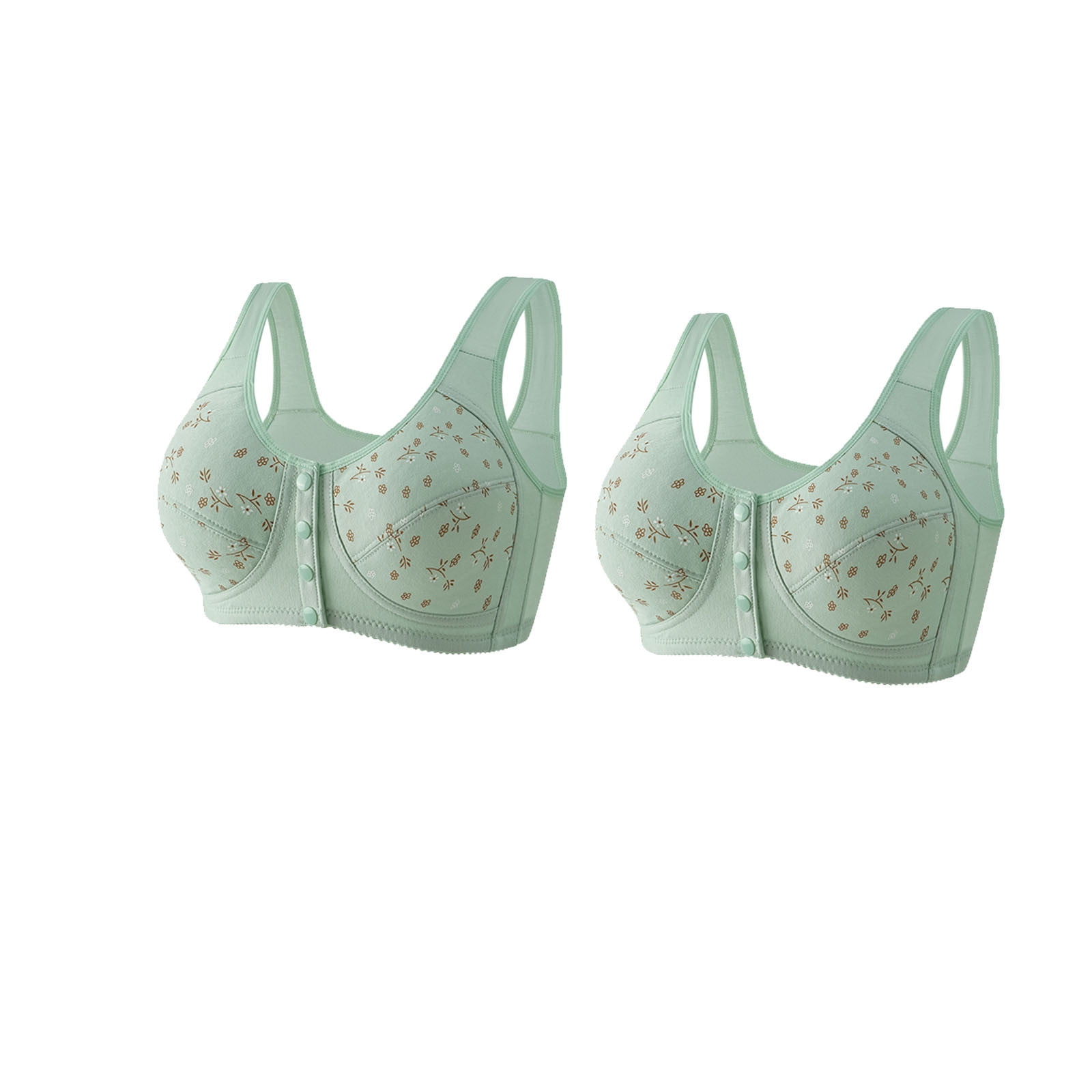 Fouhkni 2 Pack Bras for Older Women Front Closure Bras Push up Wirefree ...