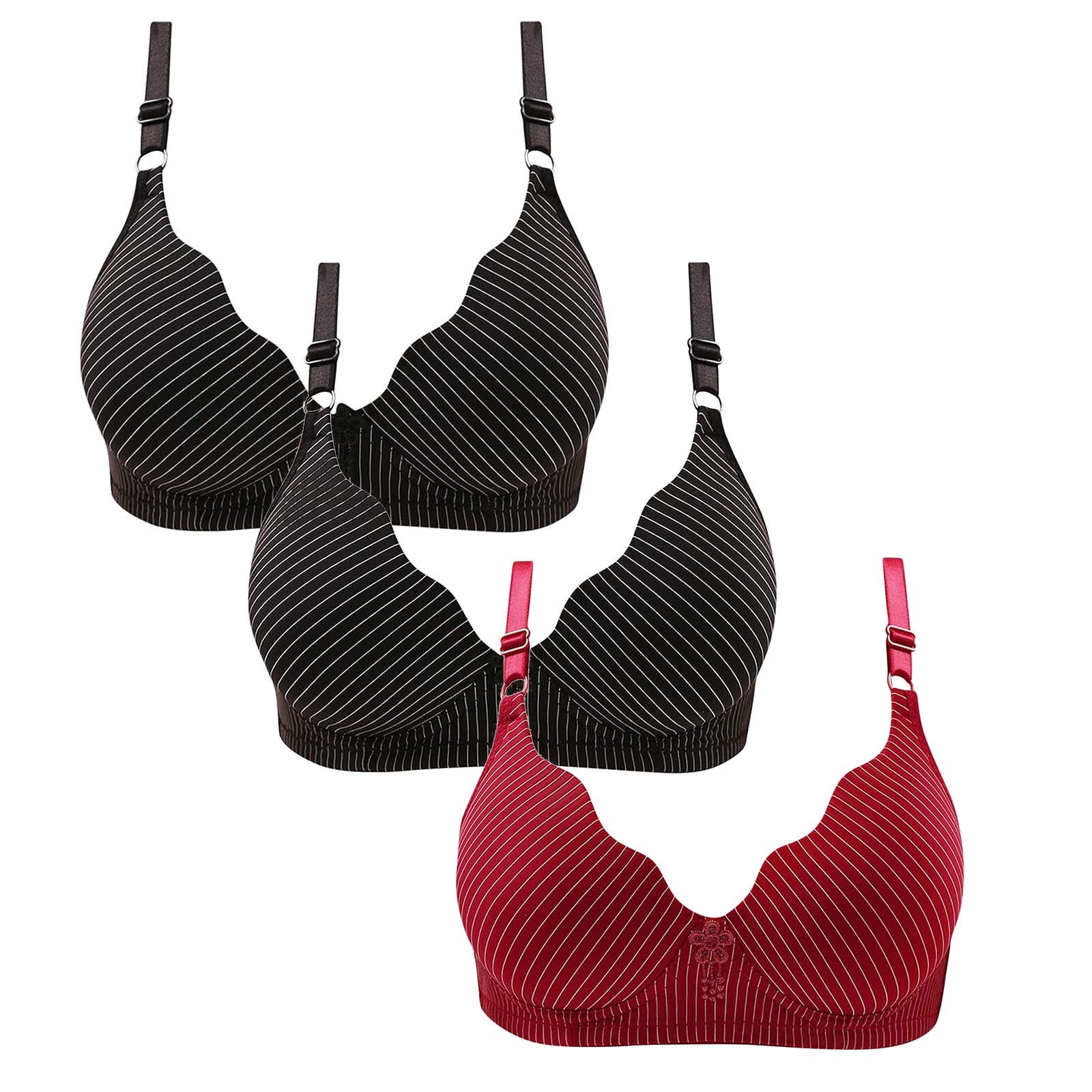 Fouhkni 3 Pack Bras for Women Wireless Push up Full Coverage Comfort ...
