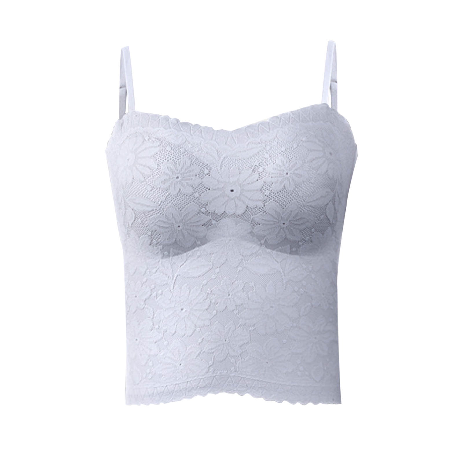 Fouhkni Lace Tank Tops with Built in Bras Padded No Underwire Spaghetti ...