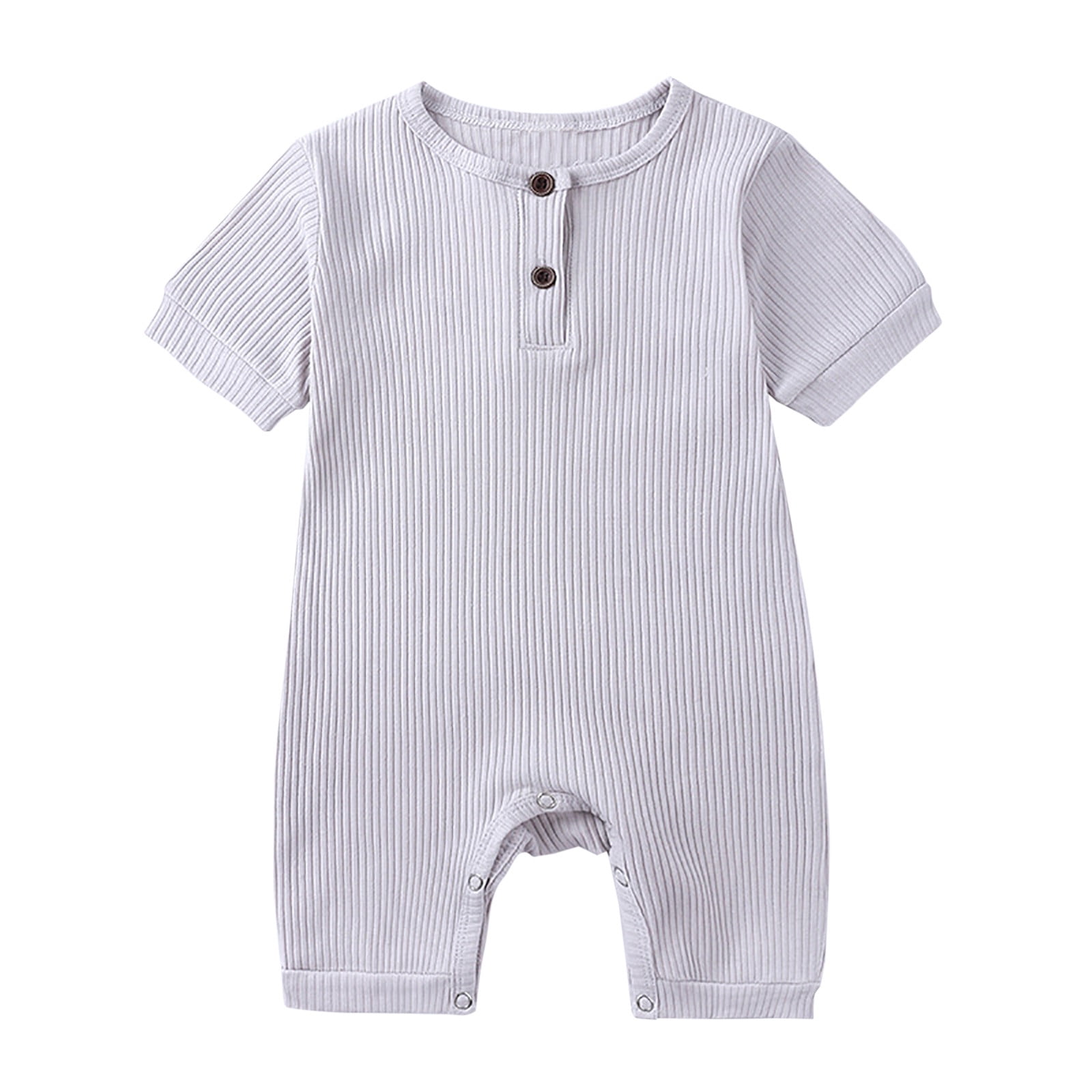 Fouhkni Newborn Baby Boy Girl Romper Infant Unisex Button Solid ...