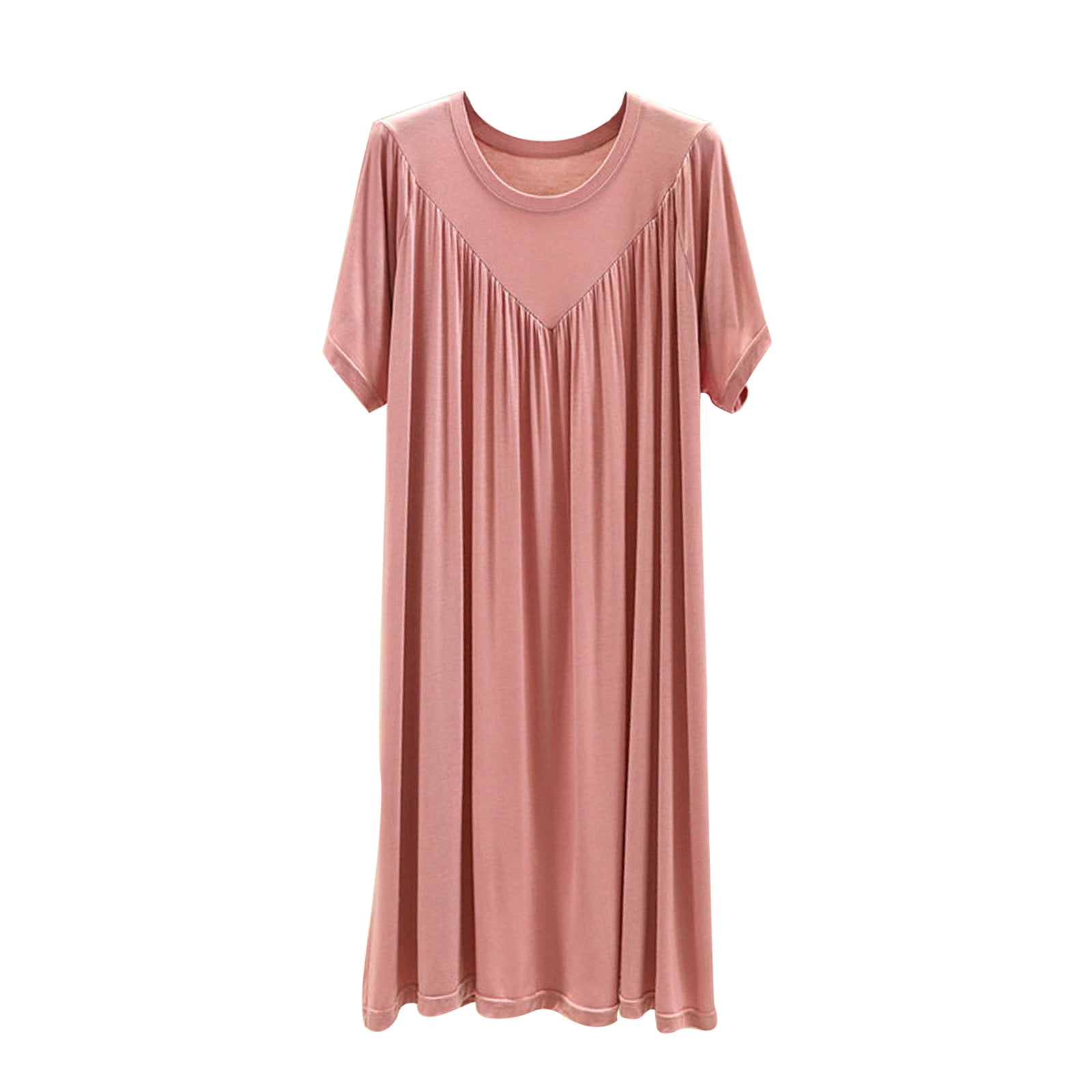 Fouhkni Womens Nightgown Comfy Sleepwear Pleated Nightshirt Short ...