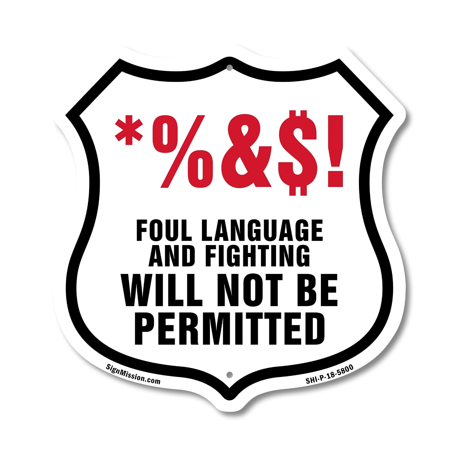 Foul Language and Fighting Will Not Be Permitted 12 inch X 12 inch ...