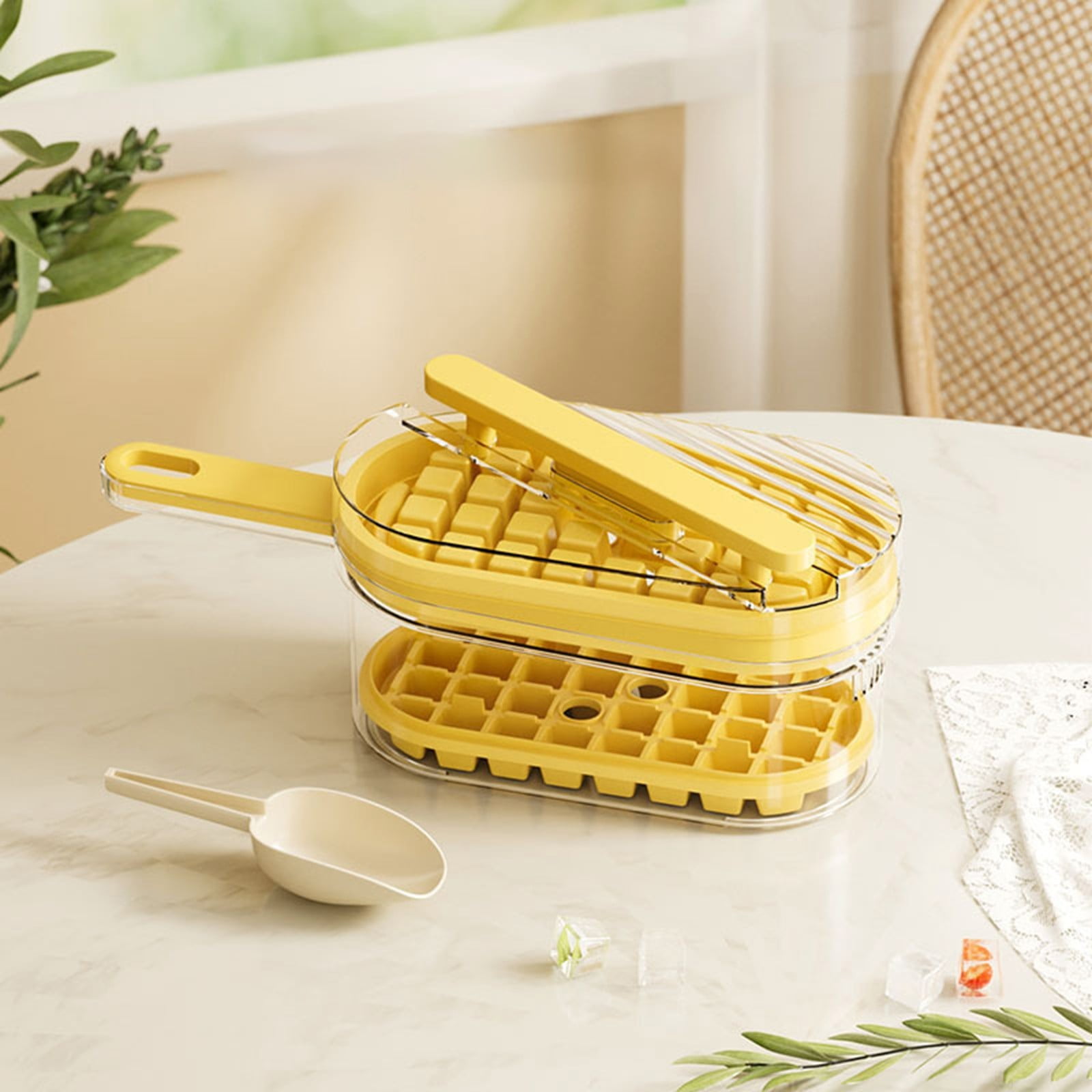 Foulezre Ice Cube Tray With Lid， 32 64Cavities Ice Tray Hand Held ...