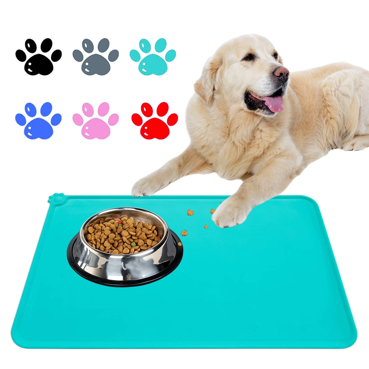 Found Silicone Waterproof Dog Cat Pet Food Mats Tray - Non Slip Pet Dog ...