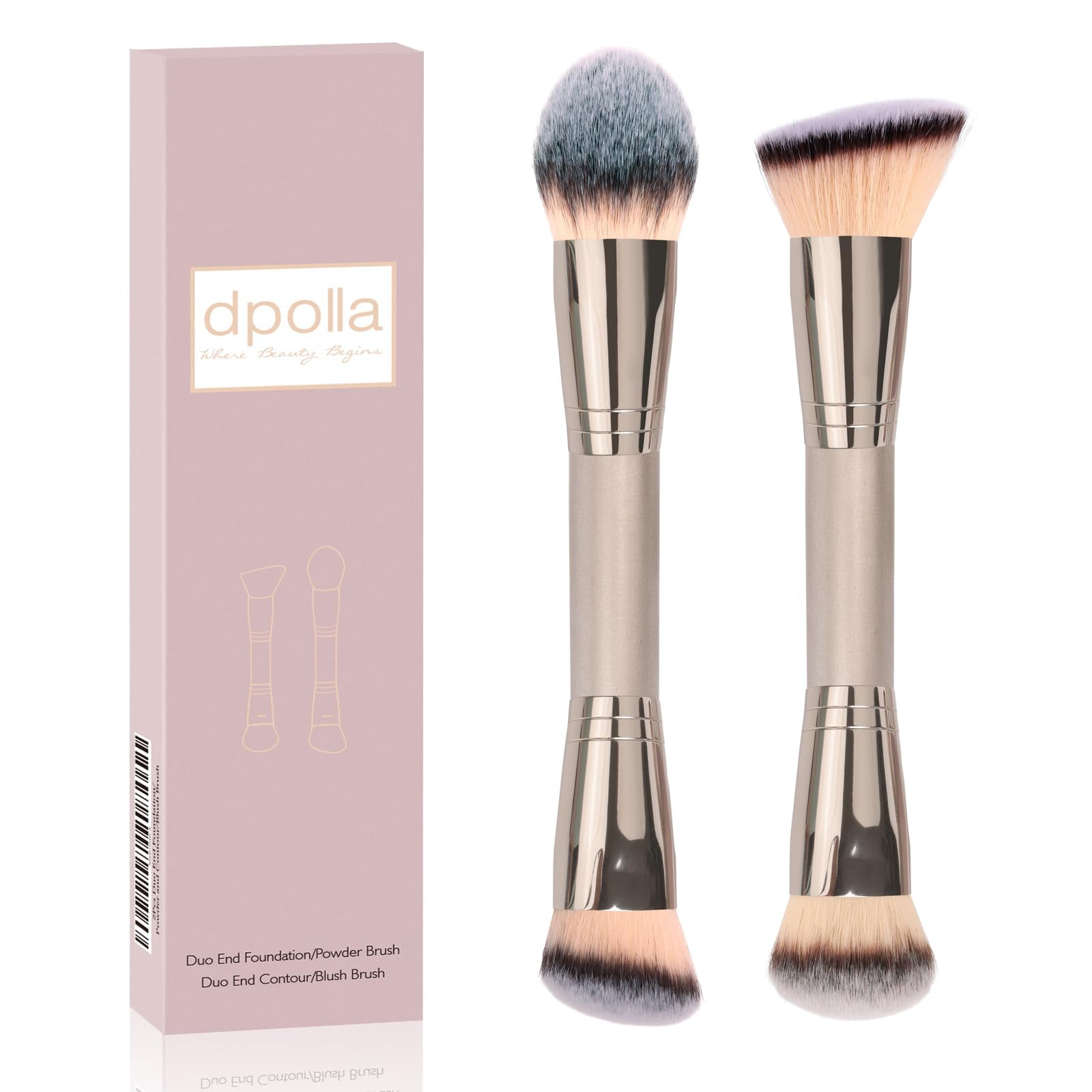 Foundation Makeup Brushes, 2Pcs SSF20 Premium Dual-Ended Makeup Powder ...