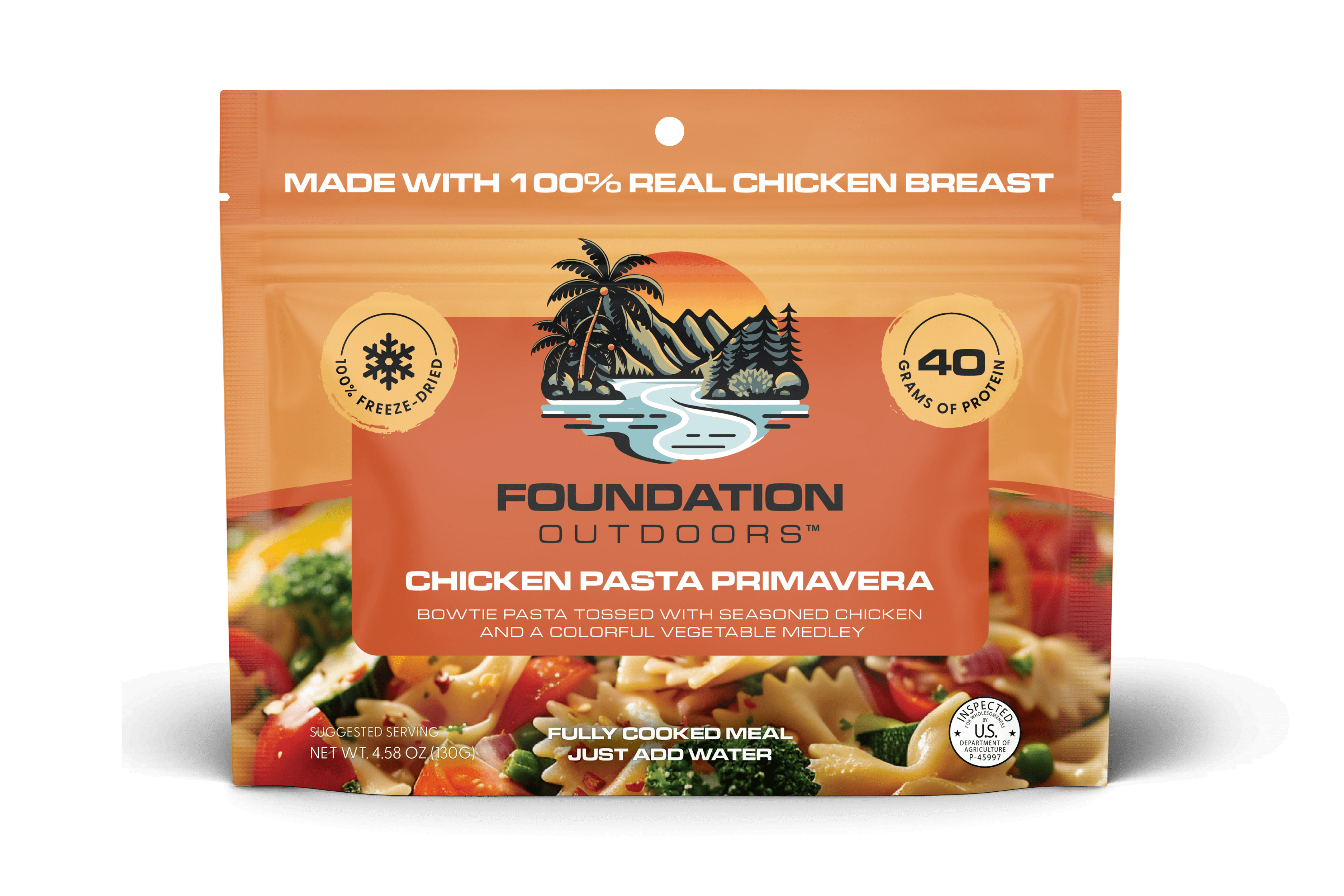 Foundation Outdoors Chicken Pasta Primavera, Freeze Dried Backpacking ...