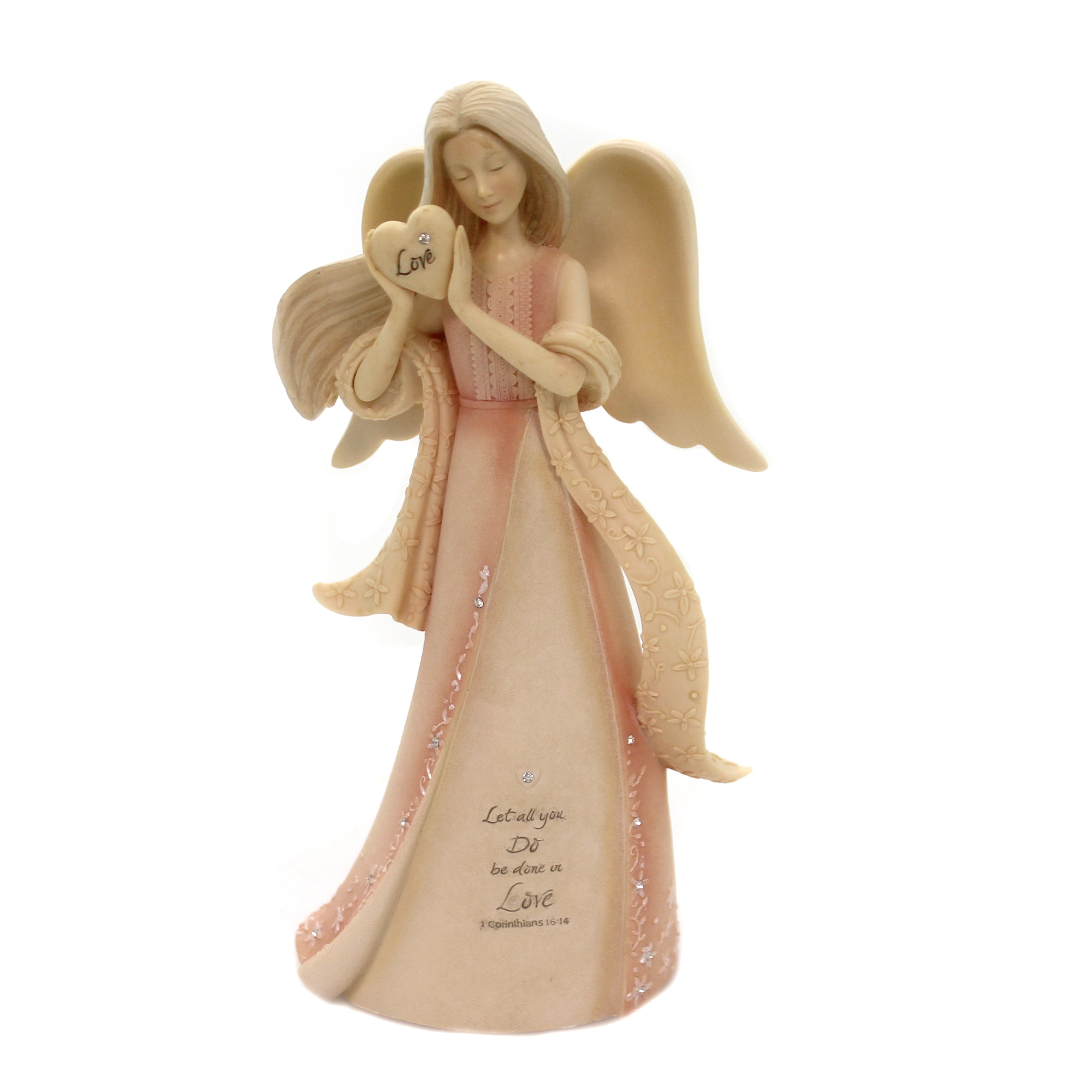 Foundations ANGEL OF LOVE Polyresin Heart Bible Verse Spiritual 6005231 ...