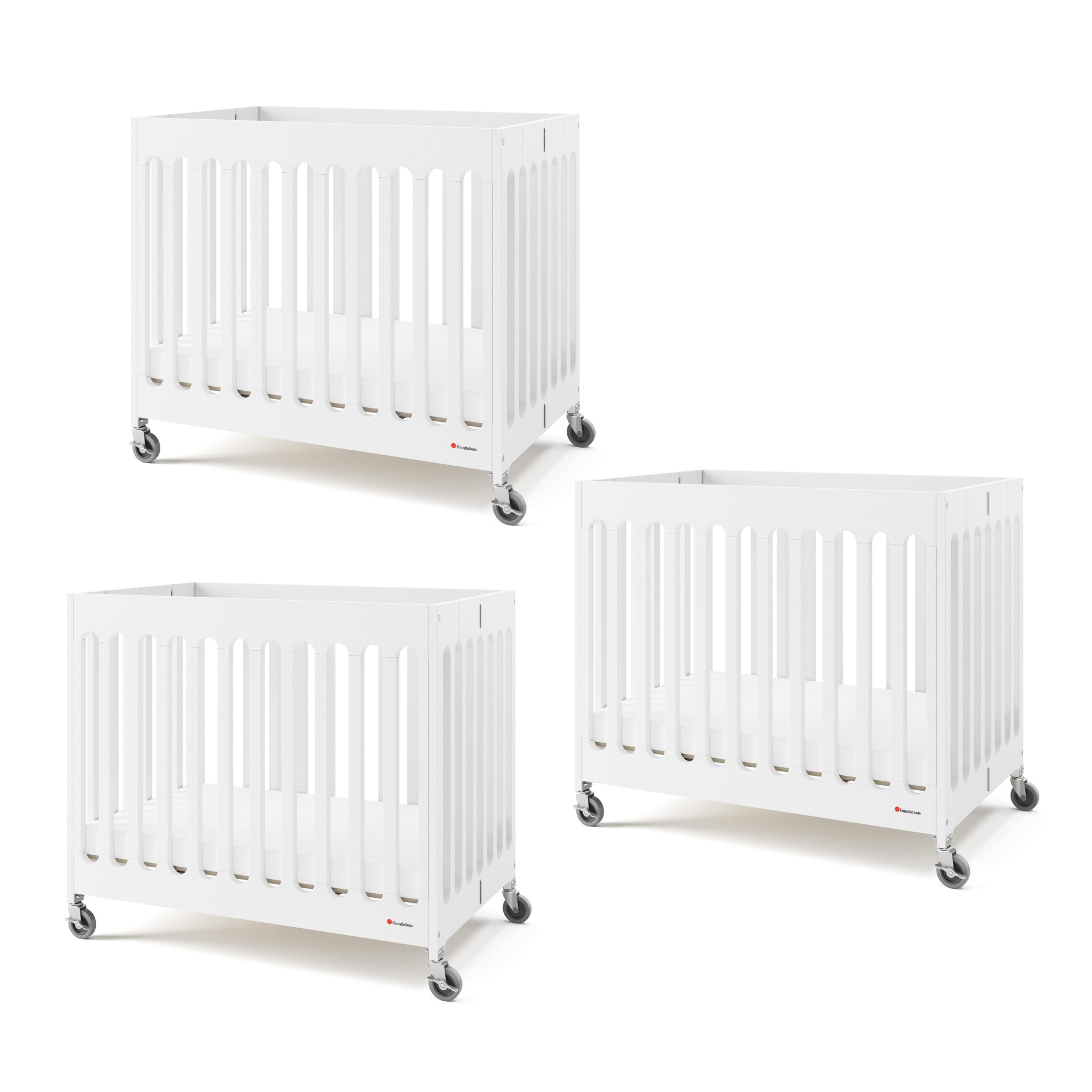 Foundations Boutique Compact Folding Crib 3 Pack for Hotels, White ...