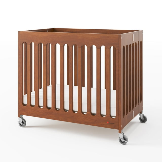 Foundations Boutique Compact Folding Mini Crib, Cherry - Walmart.com