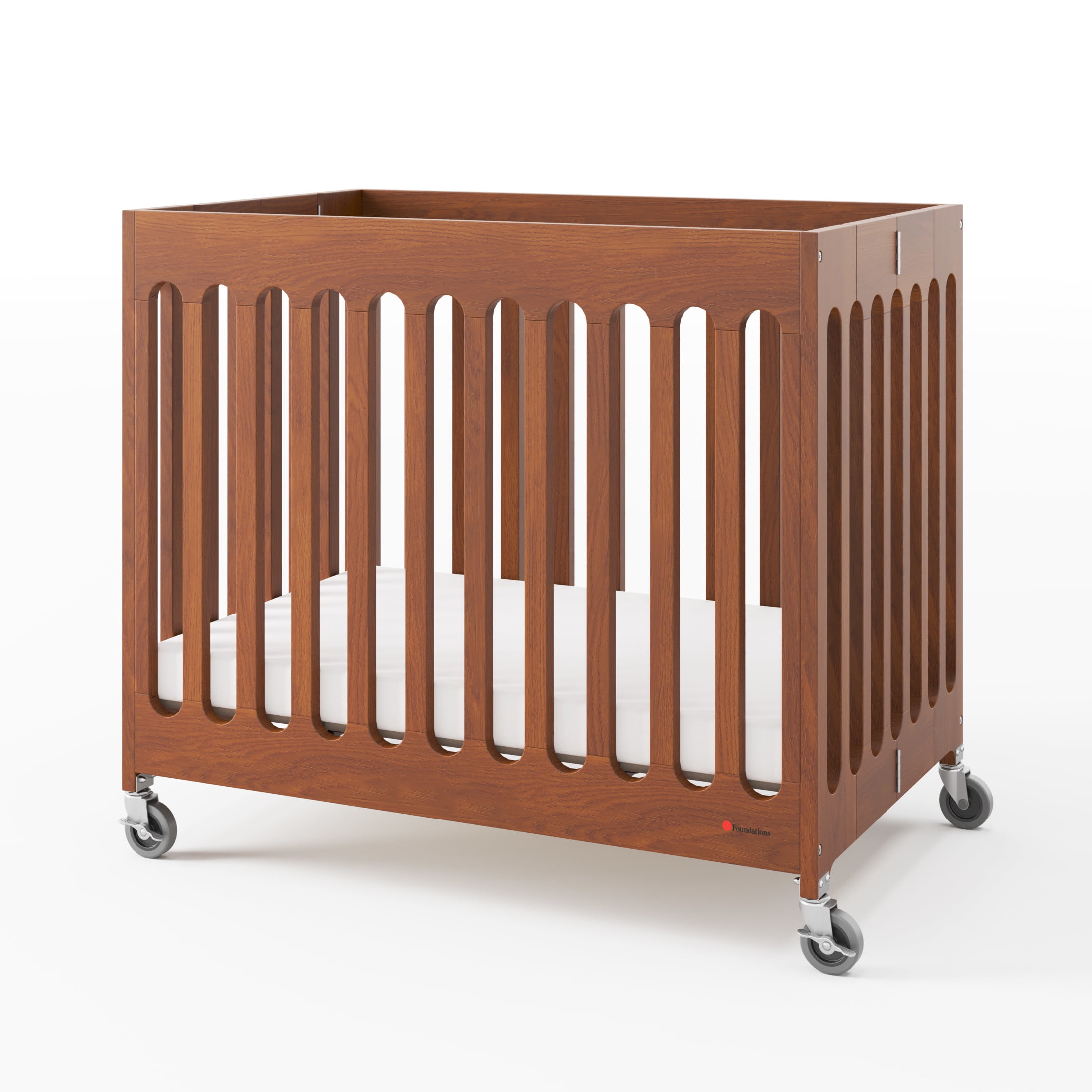 Foundations Boutique Compact Folding Mini Crib with 3" Mattress and ...