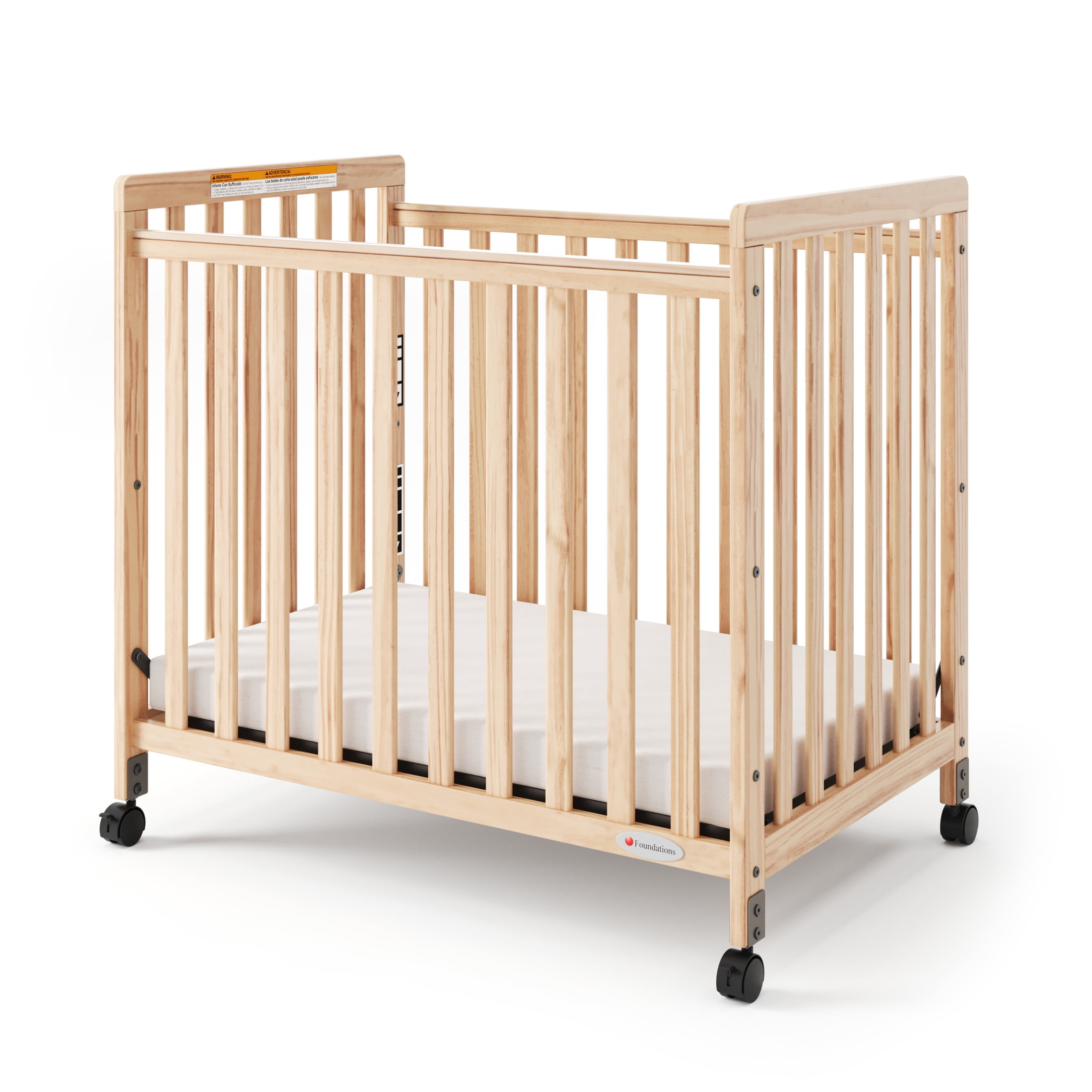Foundations SafetyCraft Compact Slatted Crib, 3" Mattress Included ...