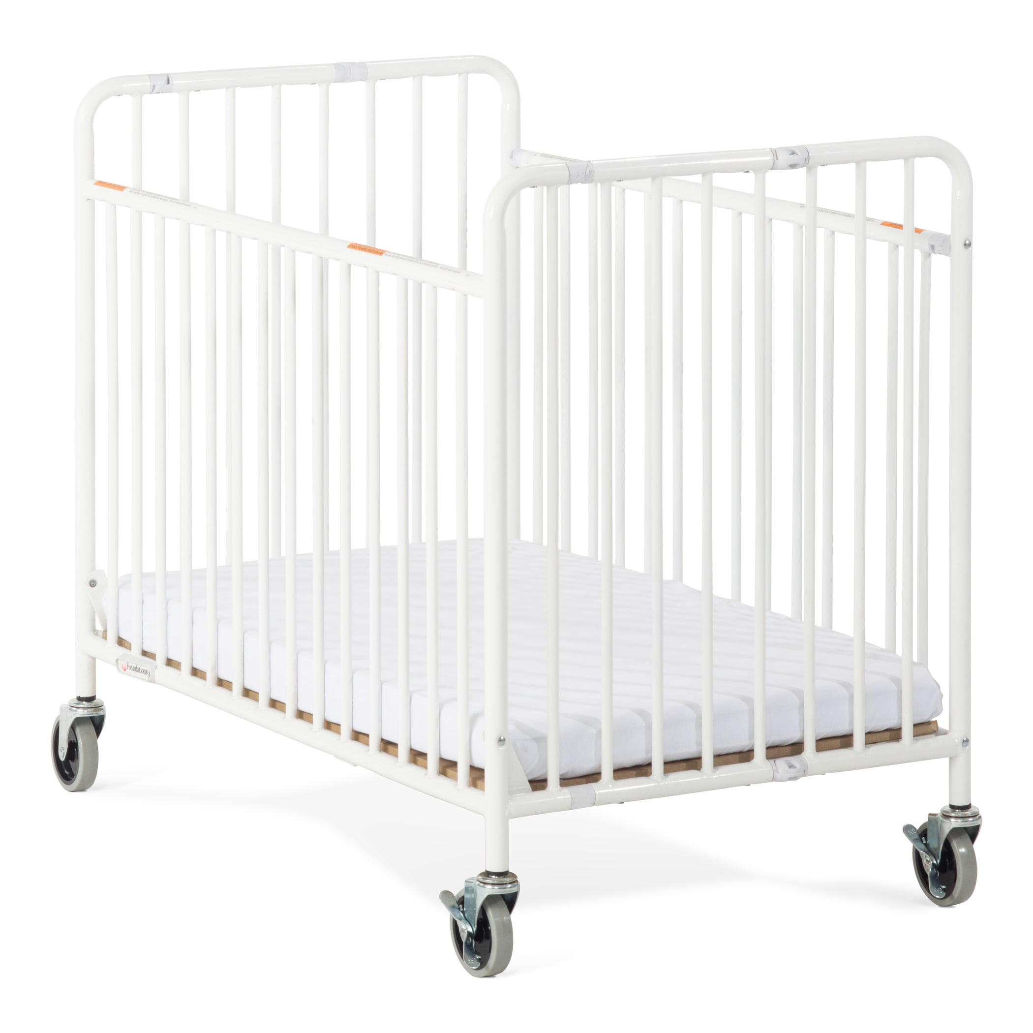 Foundations StowAway Folding Portable Crib with Mattress, White ...