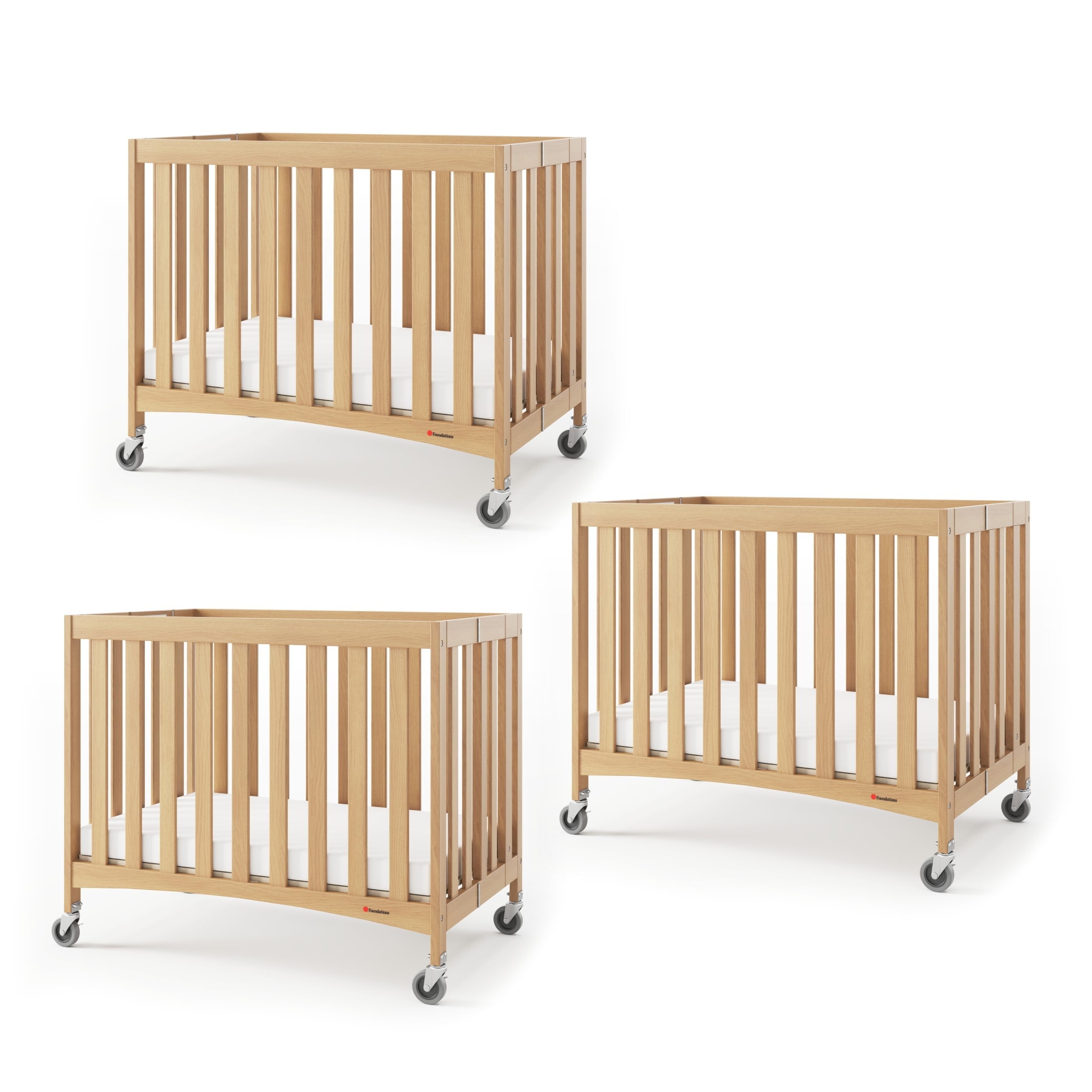 Foundations Travel Sleeper Wood Compact Folding Crib 3 Pack for Hotels ...