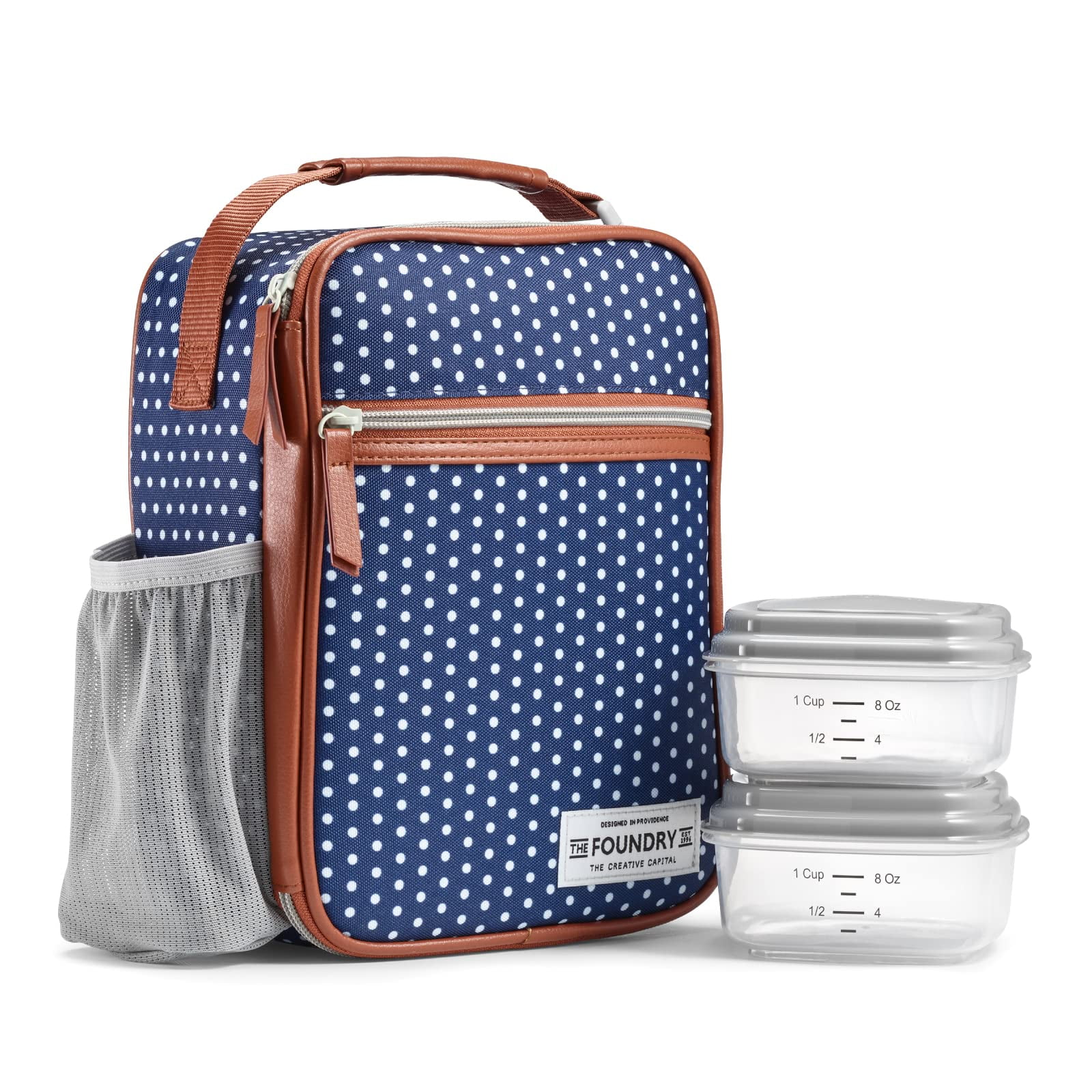 Foundry by Fit & Fresh, Insulated Lunch Thayer Bag, Navy & White Dot ...