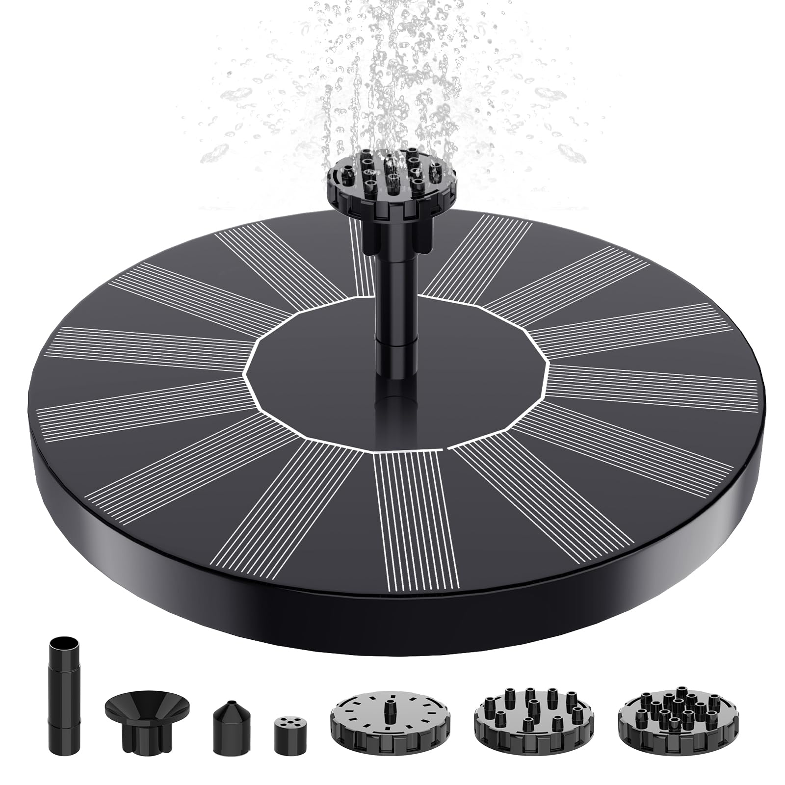 Fountain, Bird Bath Fountain Pump, 1.5W Water Fountain with 6 Nozzles ...