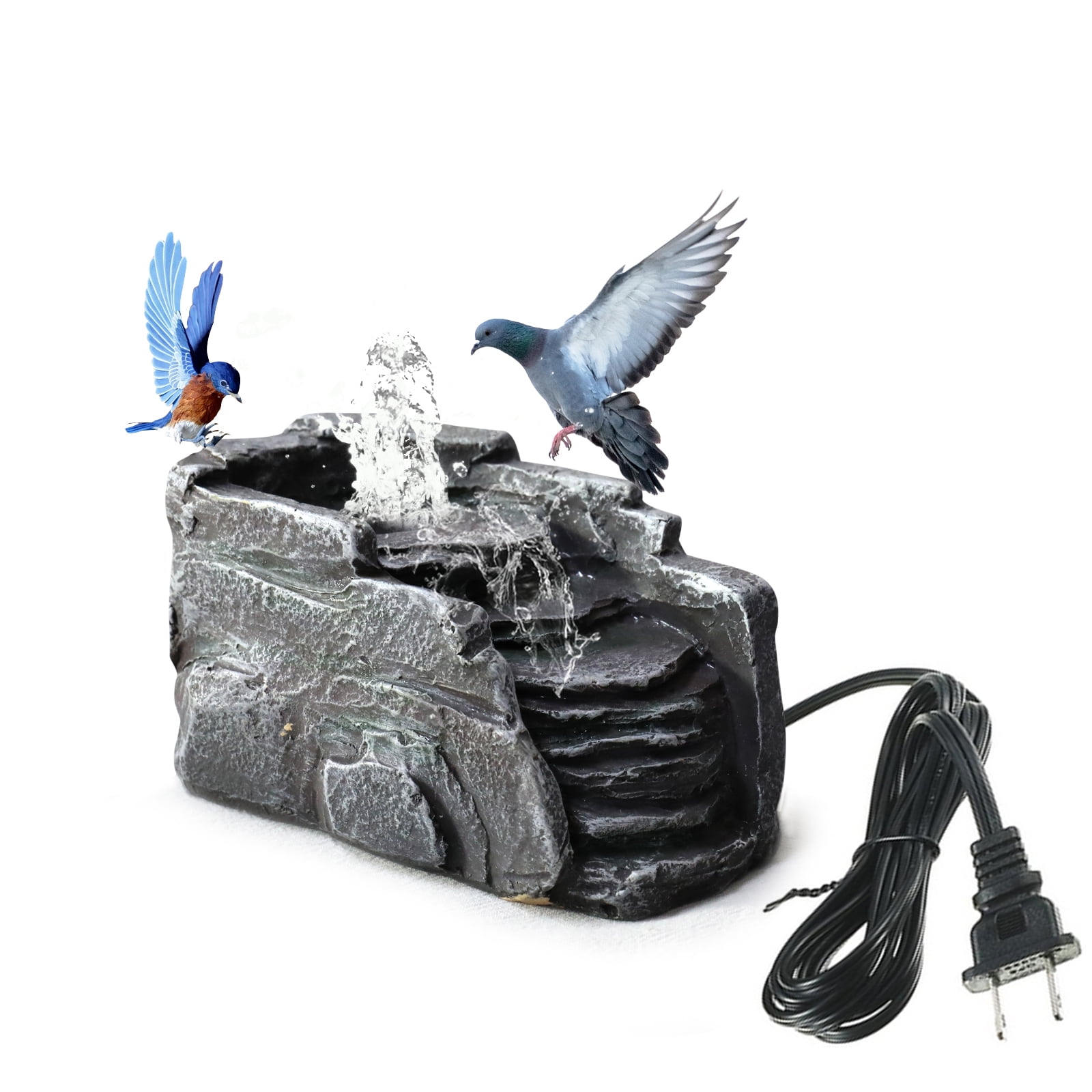 Fountain for Bird Bath, Resin Layered Rock Water Fountain with Water ...