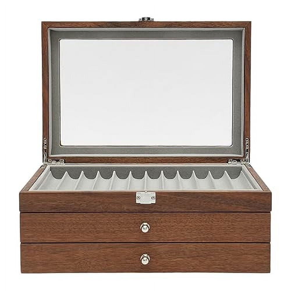 Fountain Pen Display Box, 34 Slot Walnut Wood Fountain Pen Display Box ...