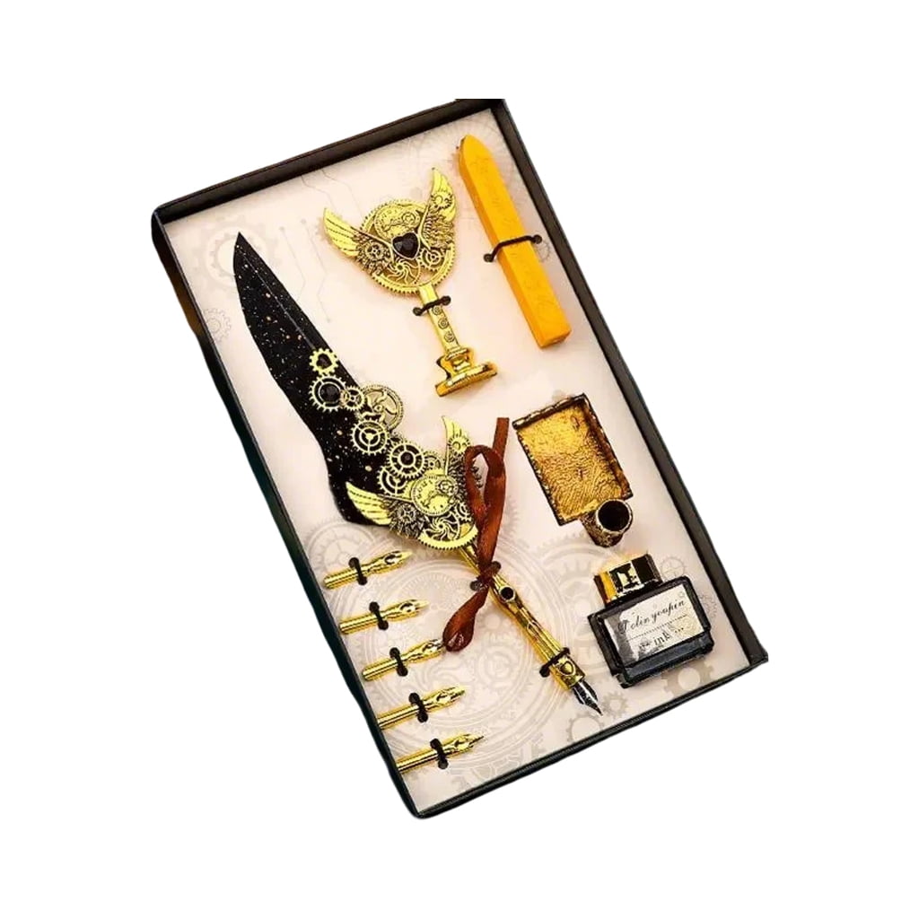 Fountain Pen Set Calligraphy Writing Pen Set Feather Dip Pen Gift Box ...