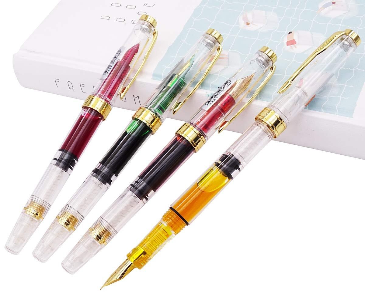 Fountain Pen Set Transparent Clear, 6 Assorted Tip Sizes for Art ...