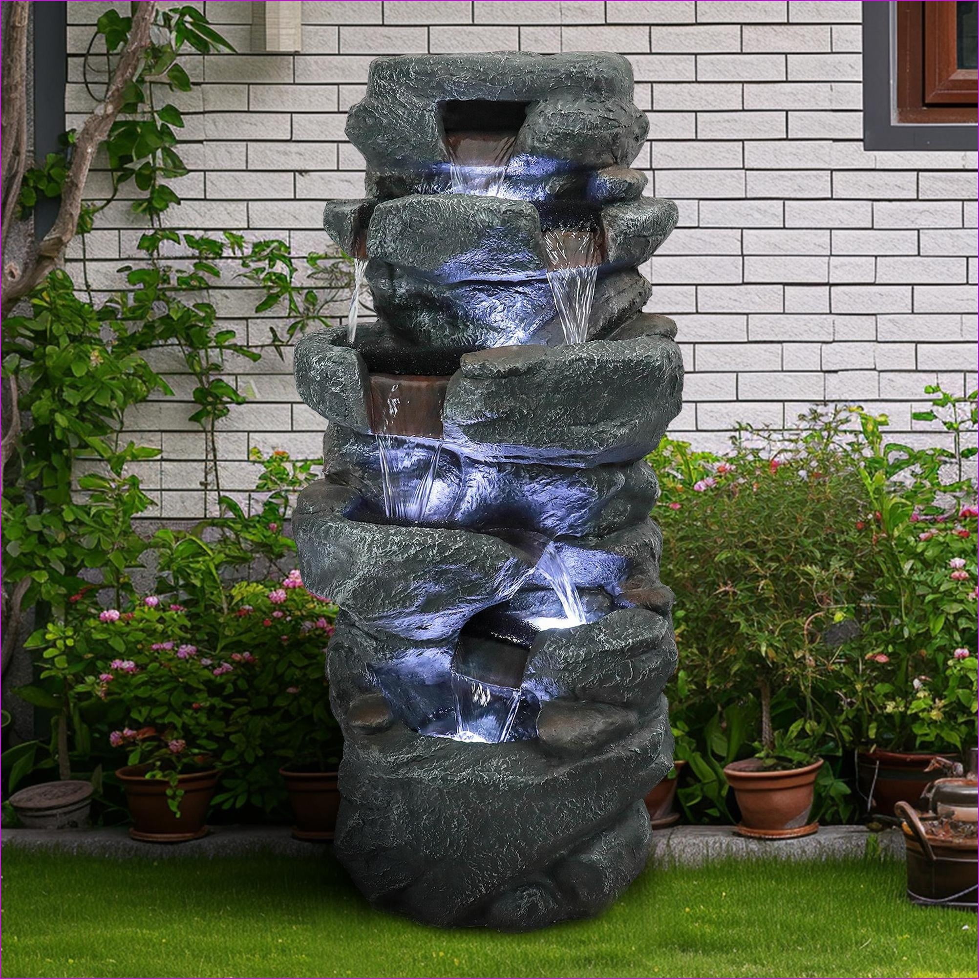 Fountains 40.5" Tall 5-Tier LED Classic Indoor/Outdoor Fountain for ...