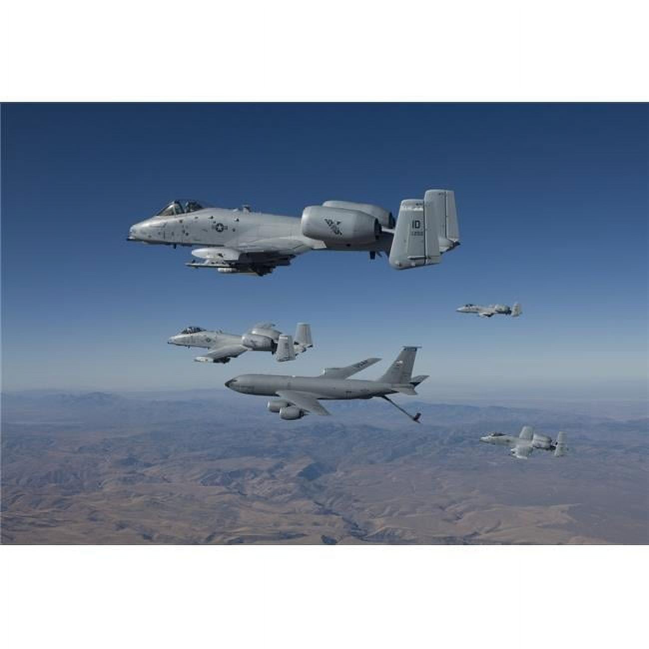 Four A-10C Thunderbolts prepare to refuel from a KC-135 Poster Print ...