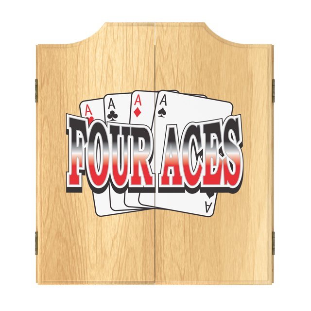 Four Aces Logo Dart Board Cabinet Set with 6 Steel Tip Darts - Walmart.com
