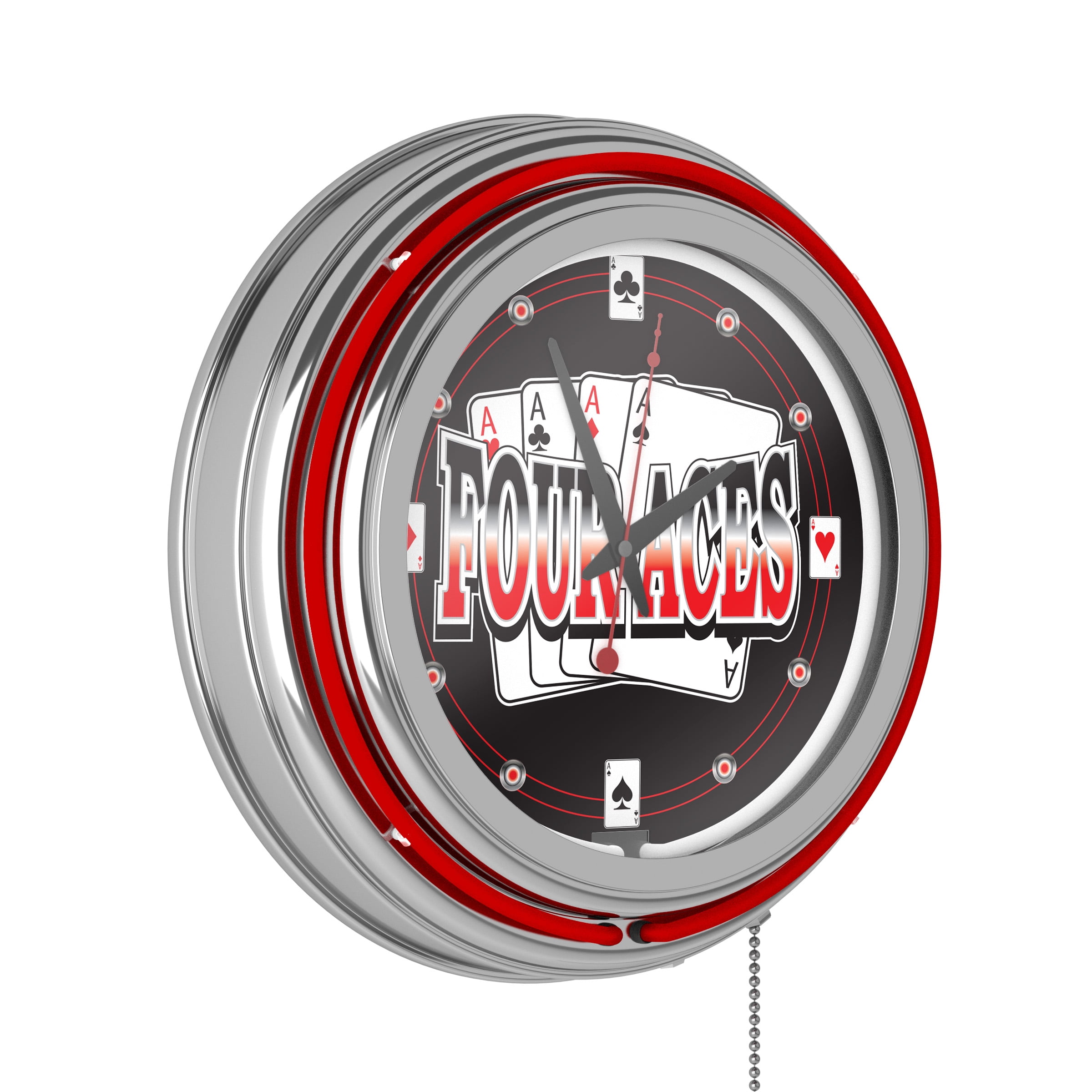 Four Aces Logo Retro Neon Analog Wall Clock with Pull Chain - Walmart.com