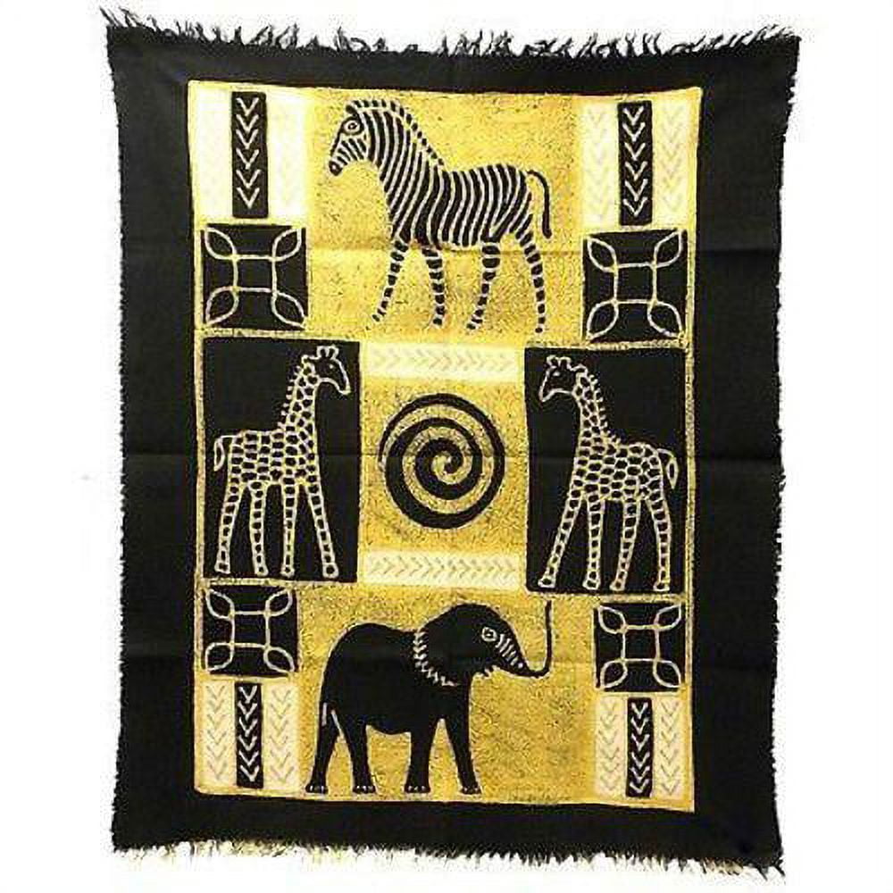 Four African Animals Batik in Black/White - Tonga Textiles - Walmart.com