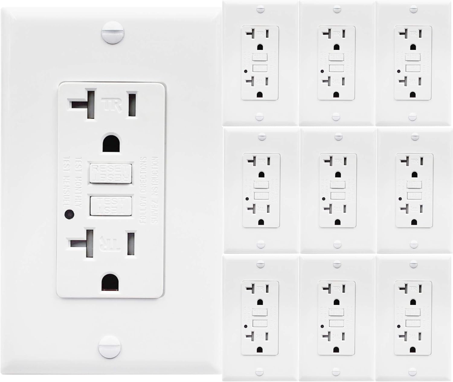 Four Bros 20-Amp GFCI Outlet, Tamper Resistant TR, Self-Test, Self ...