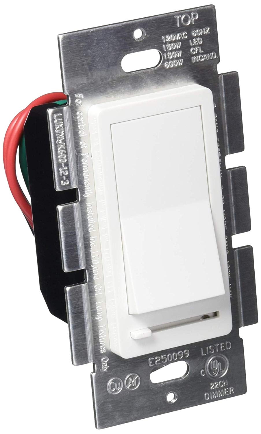 Four Bros Lighting SW-DM-600-12-3/LED/WHT Single Pole and 3-Way Toggle ...