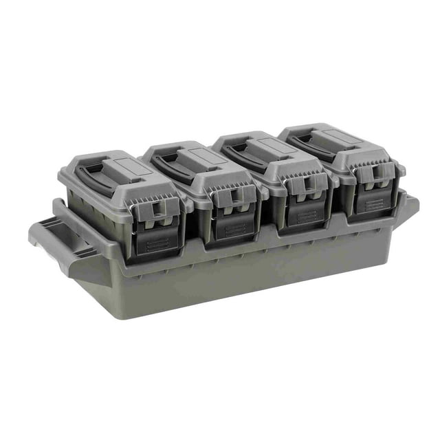 Four-Can Mini Ammo Can Crate, OD Green, Plastic, Stackable Storage ...