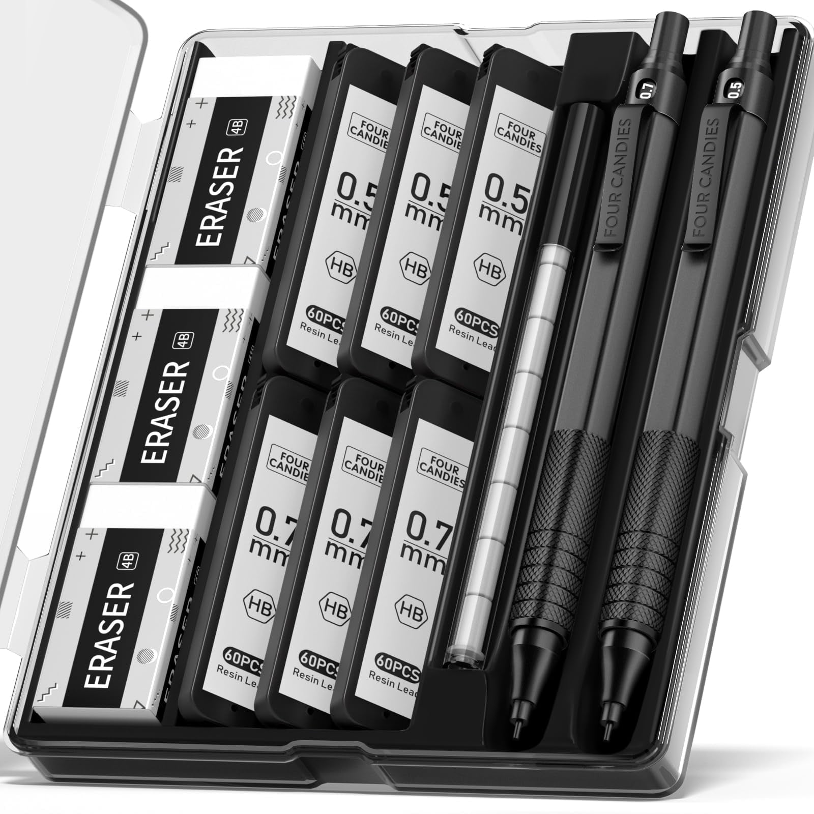 Four Candies 2PCS Metal Mechanical Pencils Set , 0.5mm & 0.7 mm Pencil ...