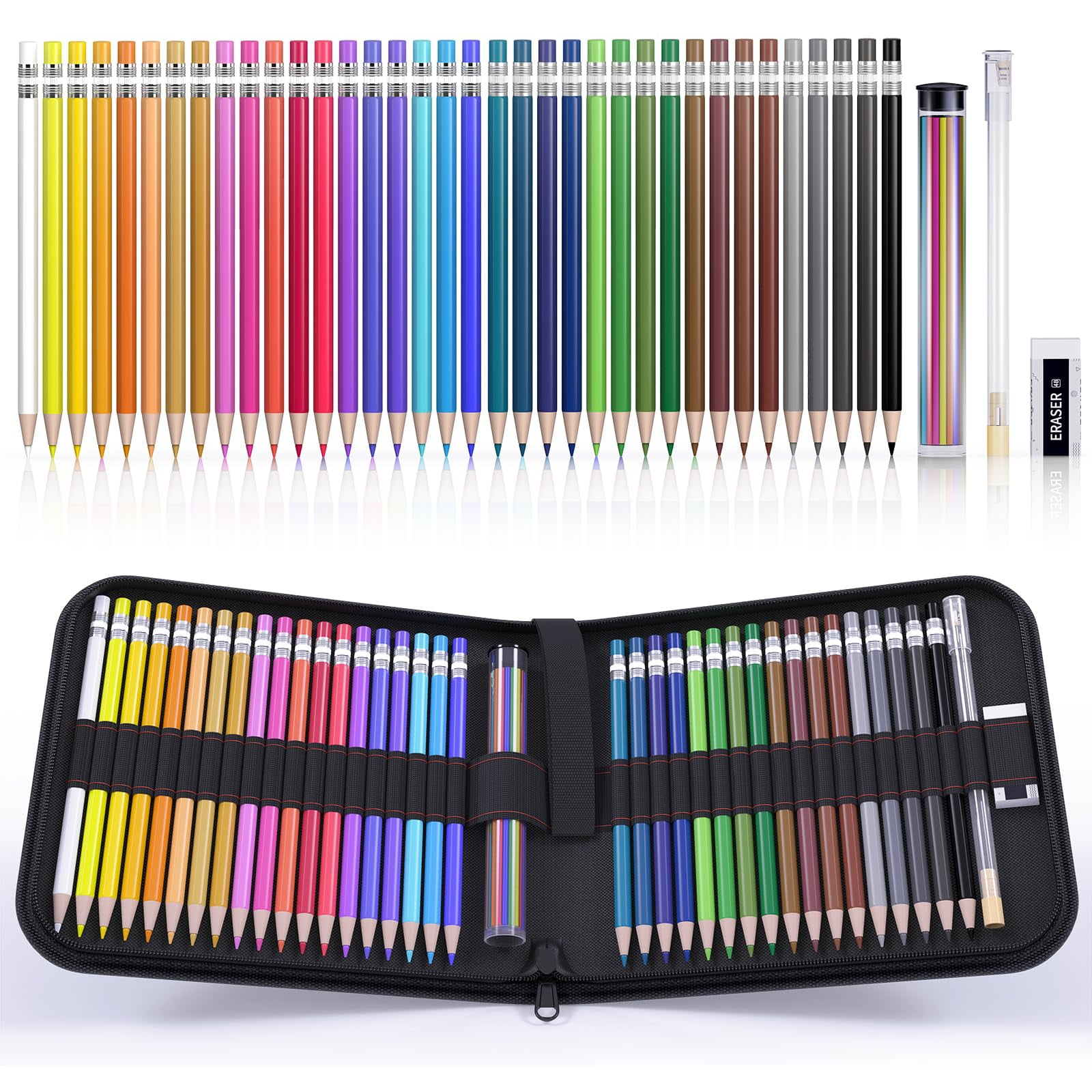 Four Candies 36 PCS Colored Pencils Set 2.6mm with Sharpener and Bag ...