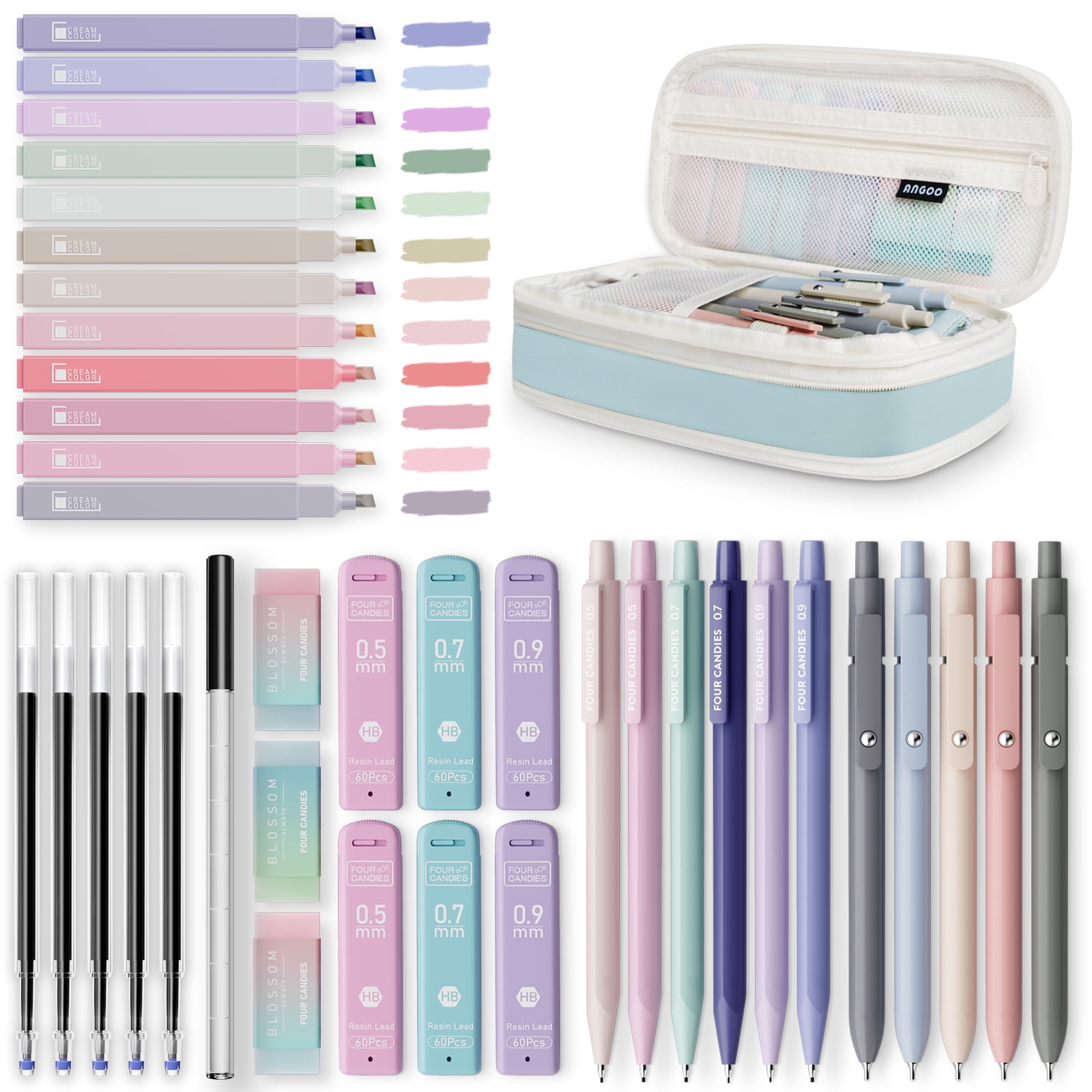 Four Candies 39 PCS Aesthetic School Supplies with Cute Pencil Case ...