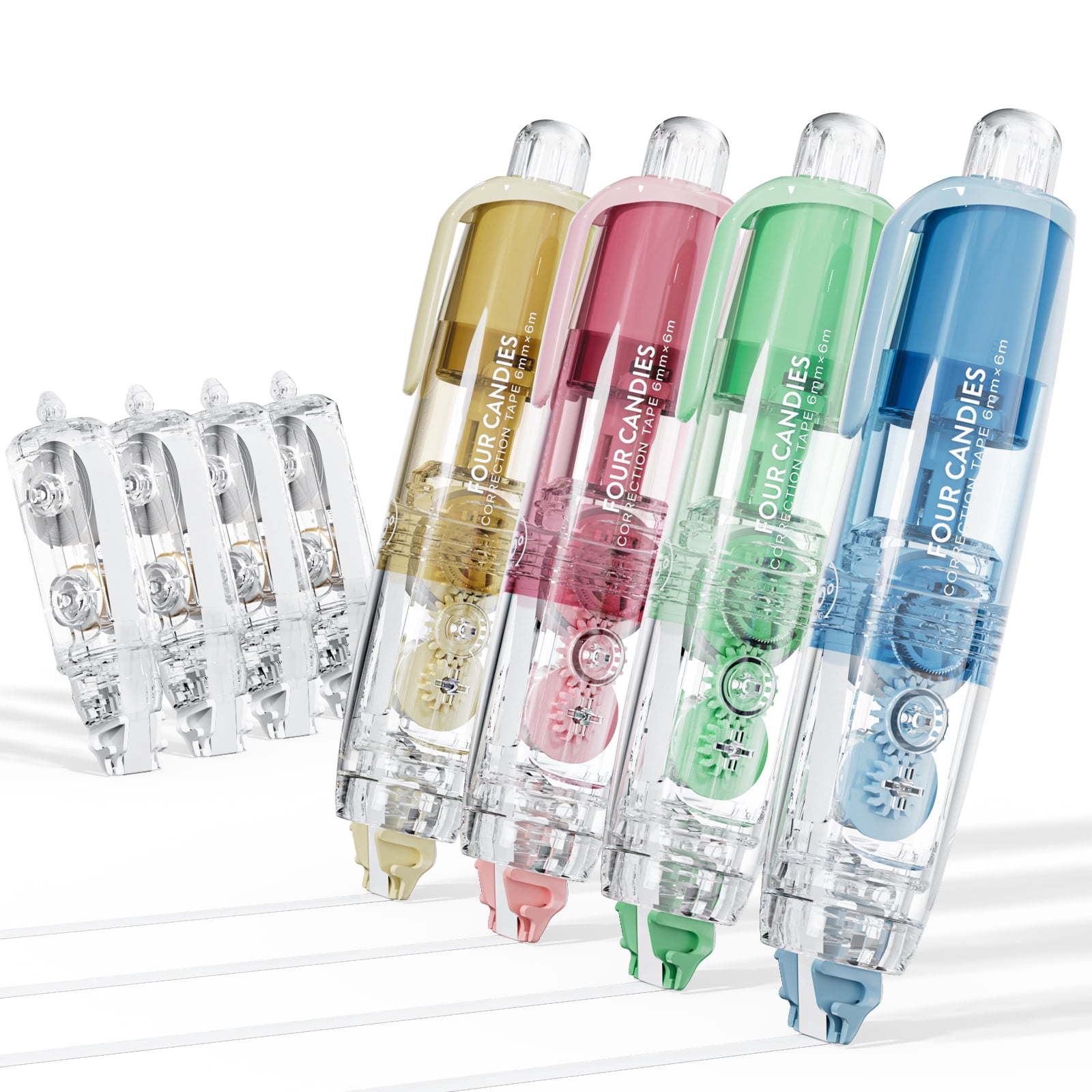 Four Candies 4PCS Refillable Retractable White Correction Tape ...